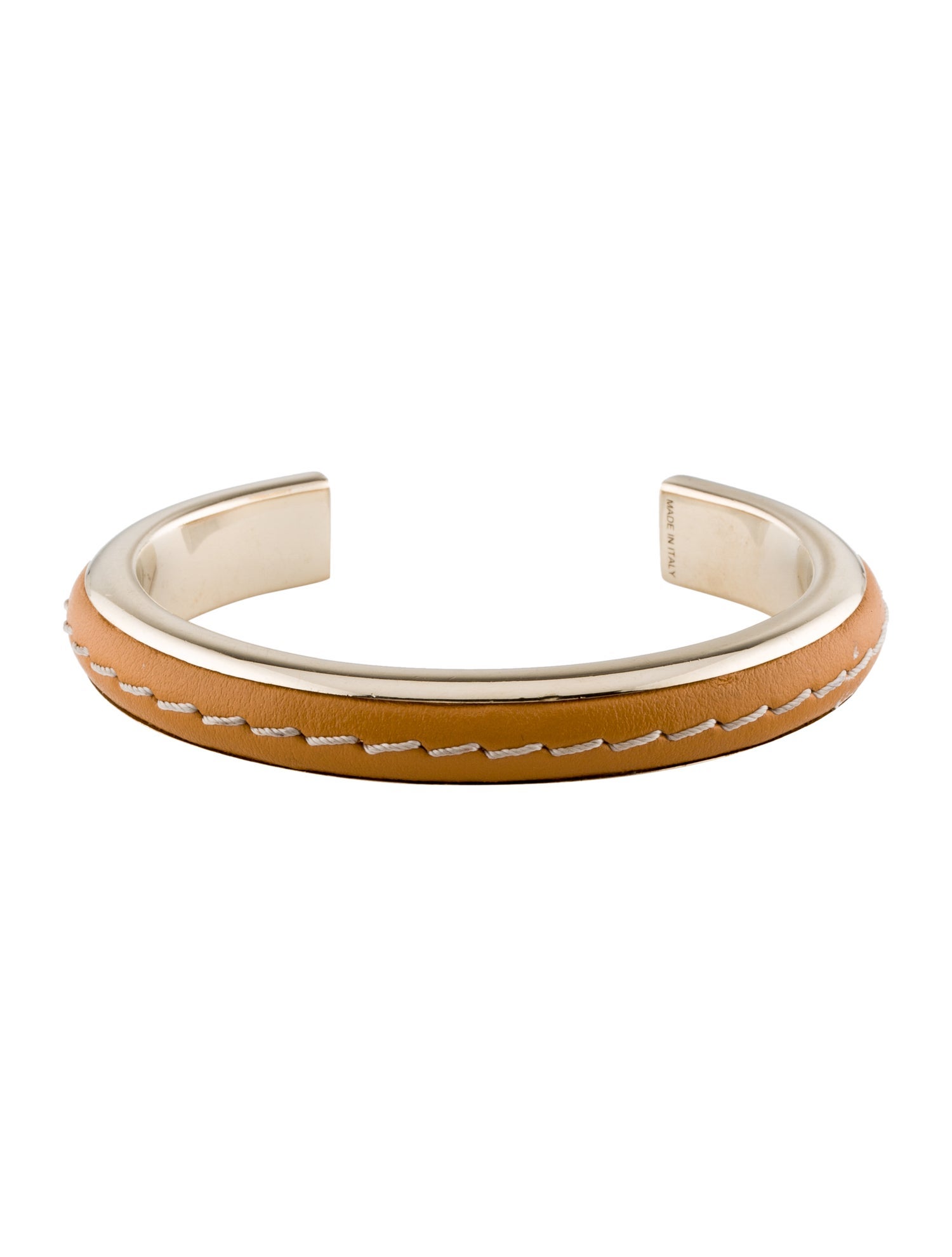 Chloe Leather Edith Cuff Bracelet Gold Plated Cuff Bracelets CHL286766 The RealReal