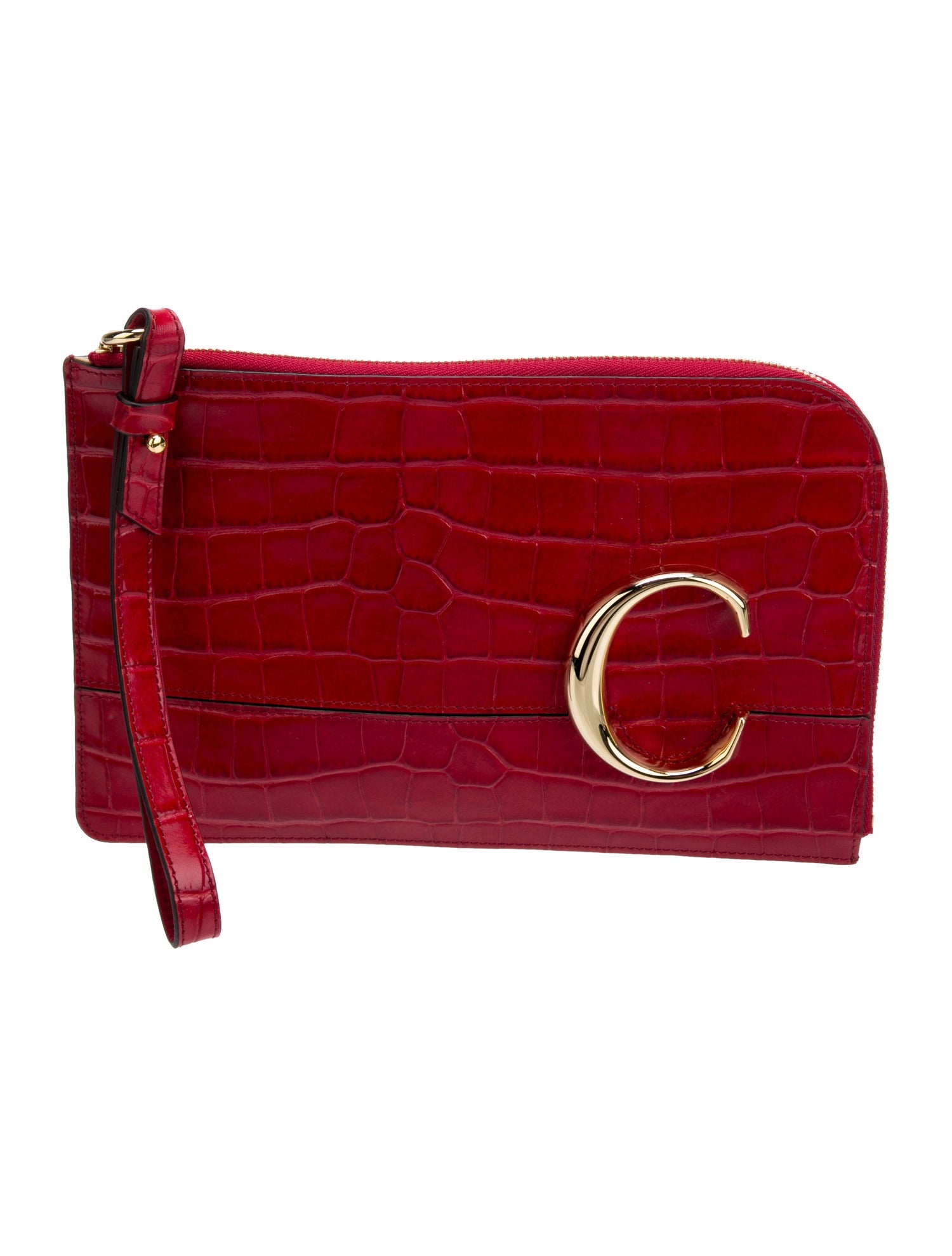 Chloé Embossed Leather Clutch - Red Clutches, Handbags - CHL289728 ...