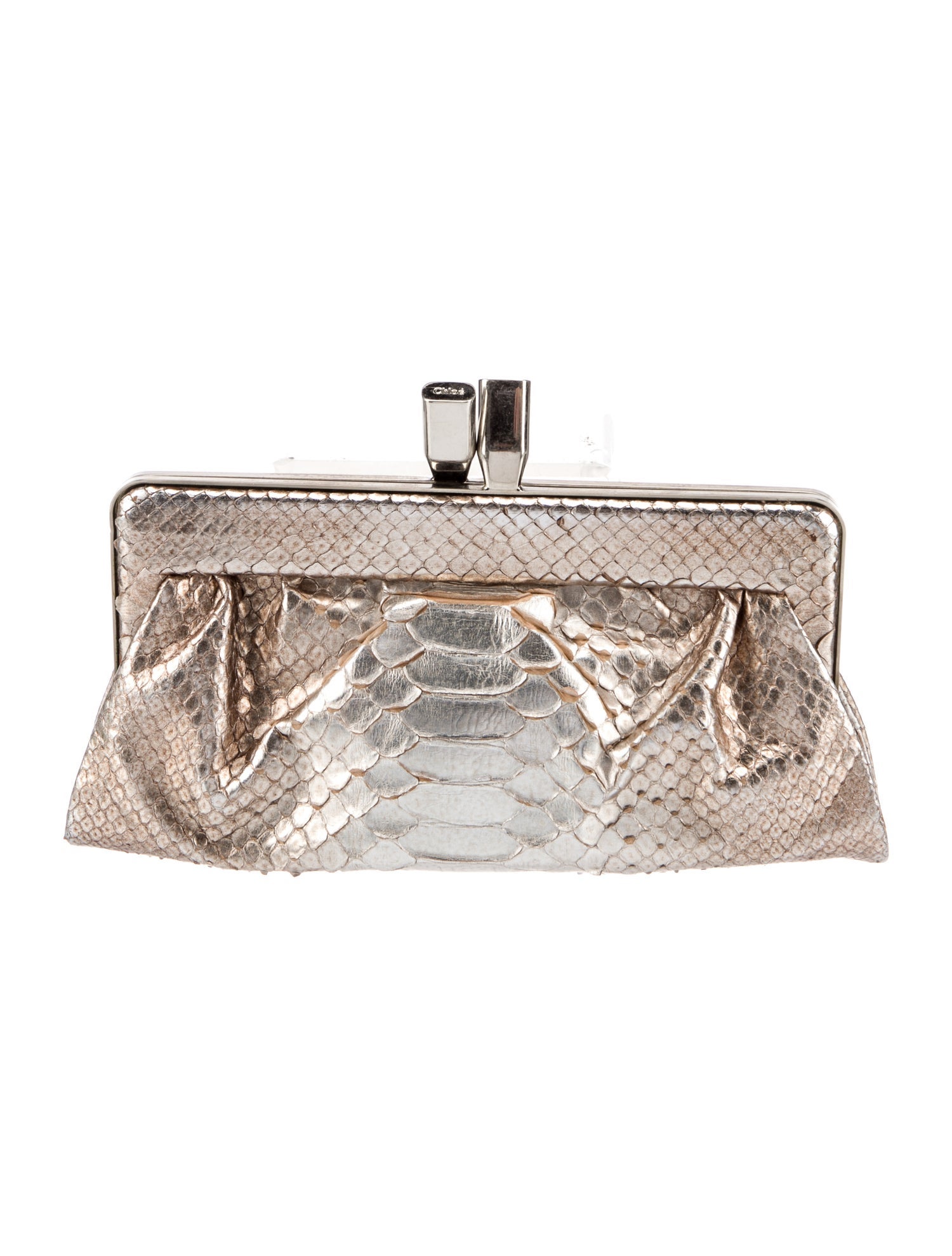 Chloé Vintage Metallic Python Clutch - Gold Clutches, Handbags ...