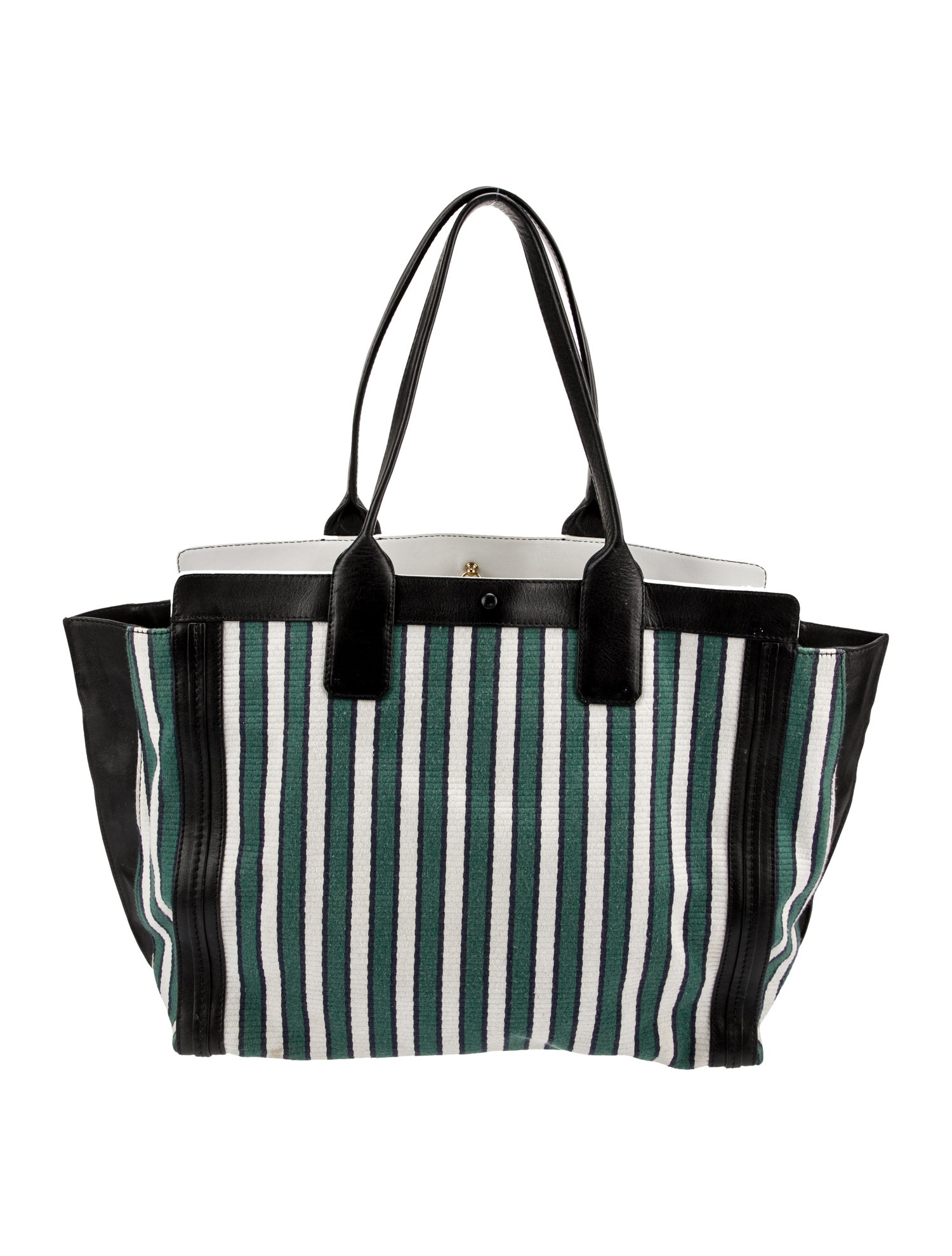 Chloé Striped Leather Trimmed Tote Bag - Green Totes, Handbags ...