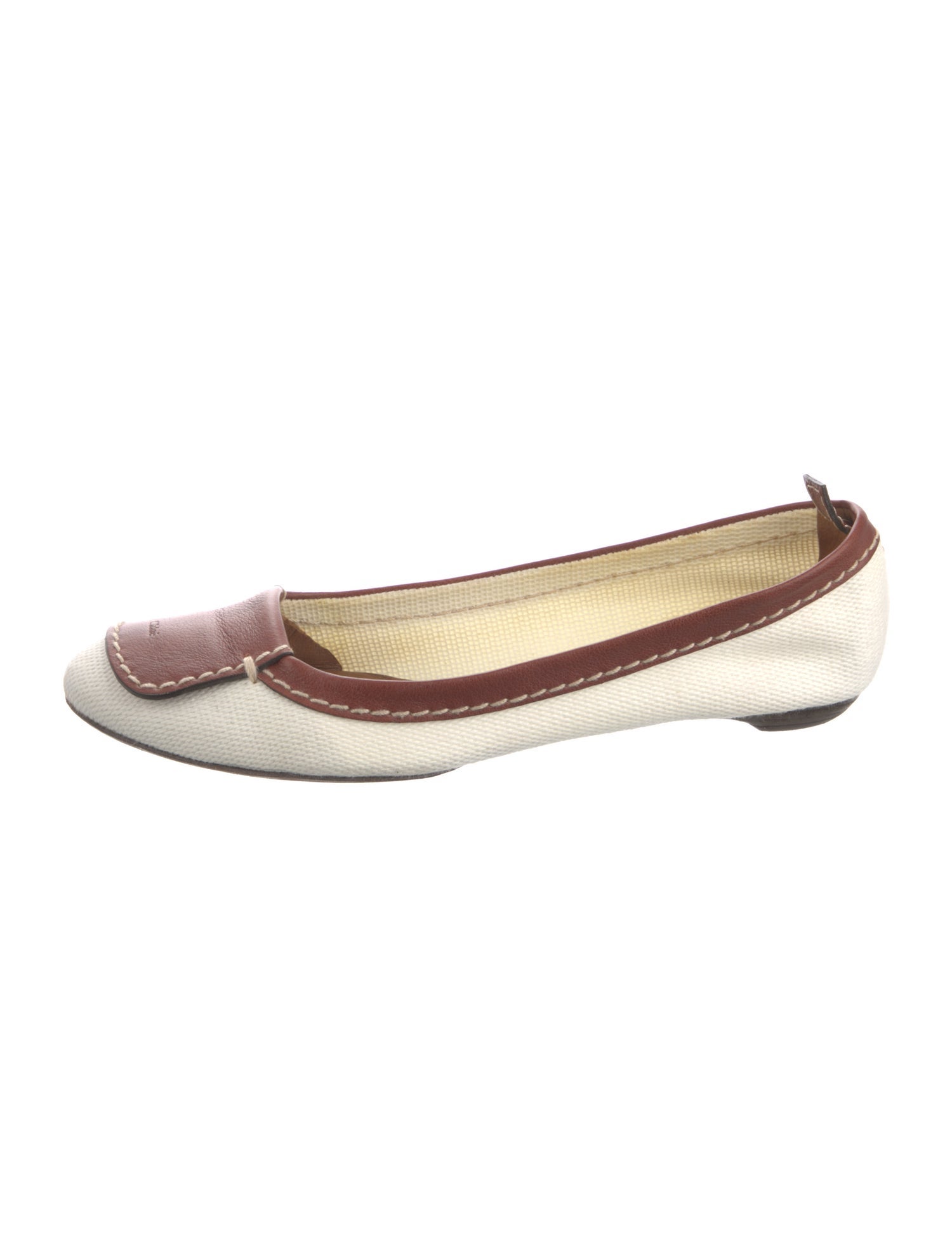 Chloé Canvas Colorblock Pattern Ballet Flats - White Flats, Shoes ...