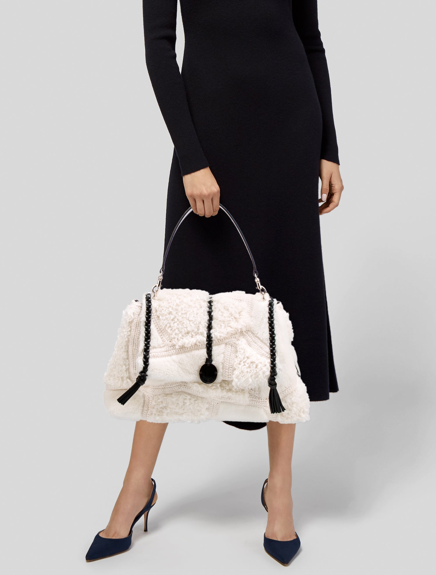 Chloé Large Shearling Penelope Shoulder Bag - White Shoulder Bags ...