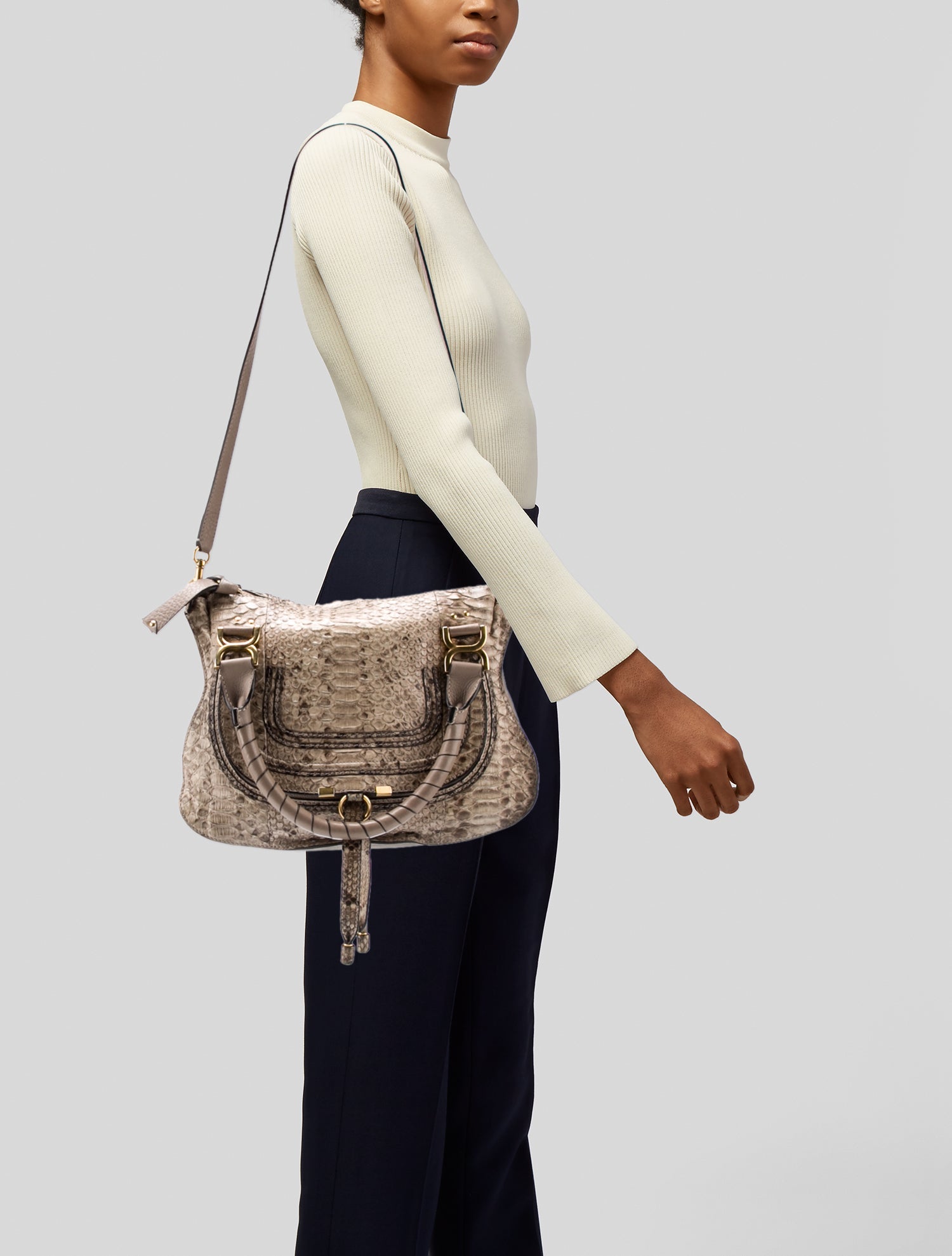 Chloé Marcie Double Python Handle Bag - Neutrals Handle Bags, Handbags ...