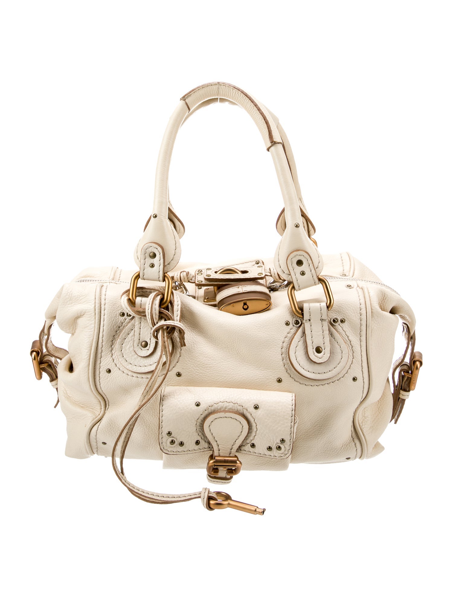 Chloé Lock Leather Shoulder Bag - Neutrals Shoulder Bags, Handbags ...