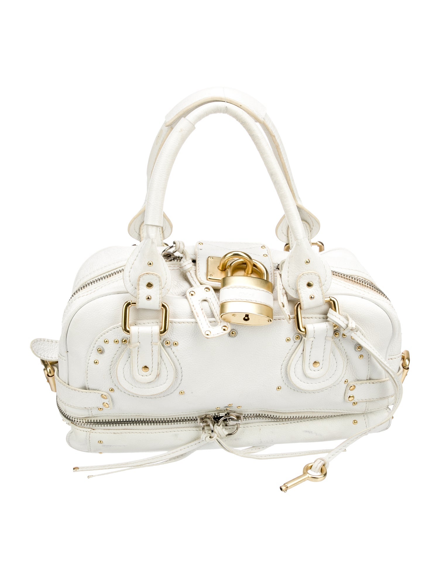 Chloé Lock Leather Handle Bag - White Handle Bags, Handbags - CHL300189 ...