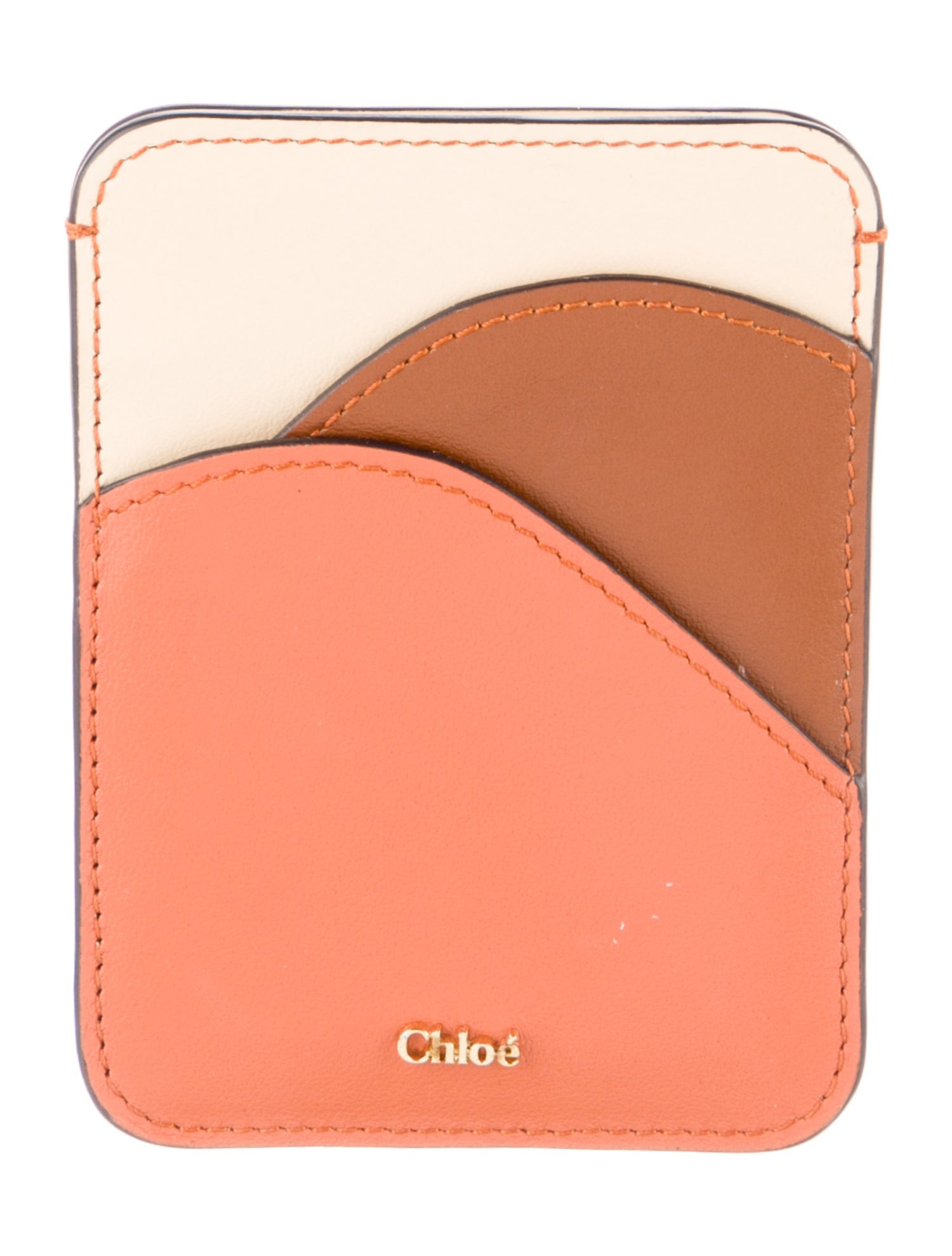 Chloé Leather Colorblock Pattern Card Holder - Brown Wallets ...