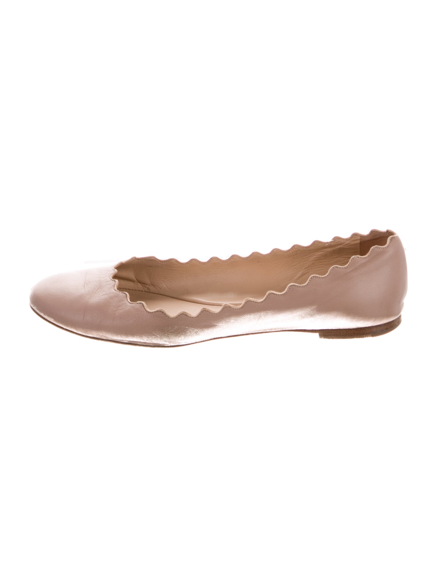 Chloé Leather Scalloped Accent Ballet Flats - Neutrals Flats, Shoes ...