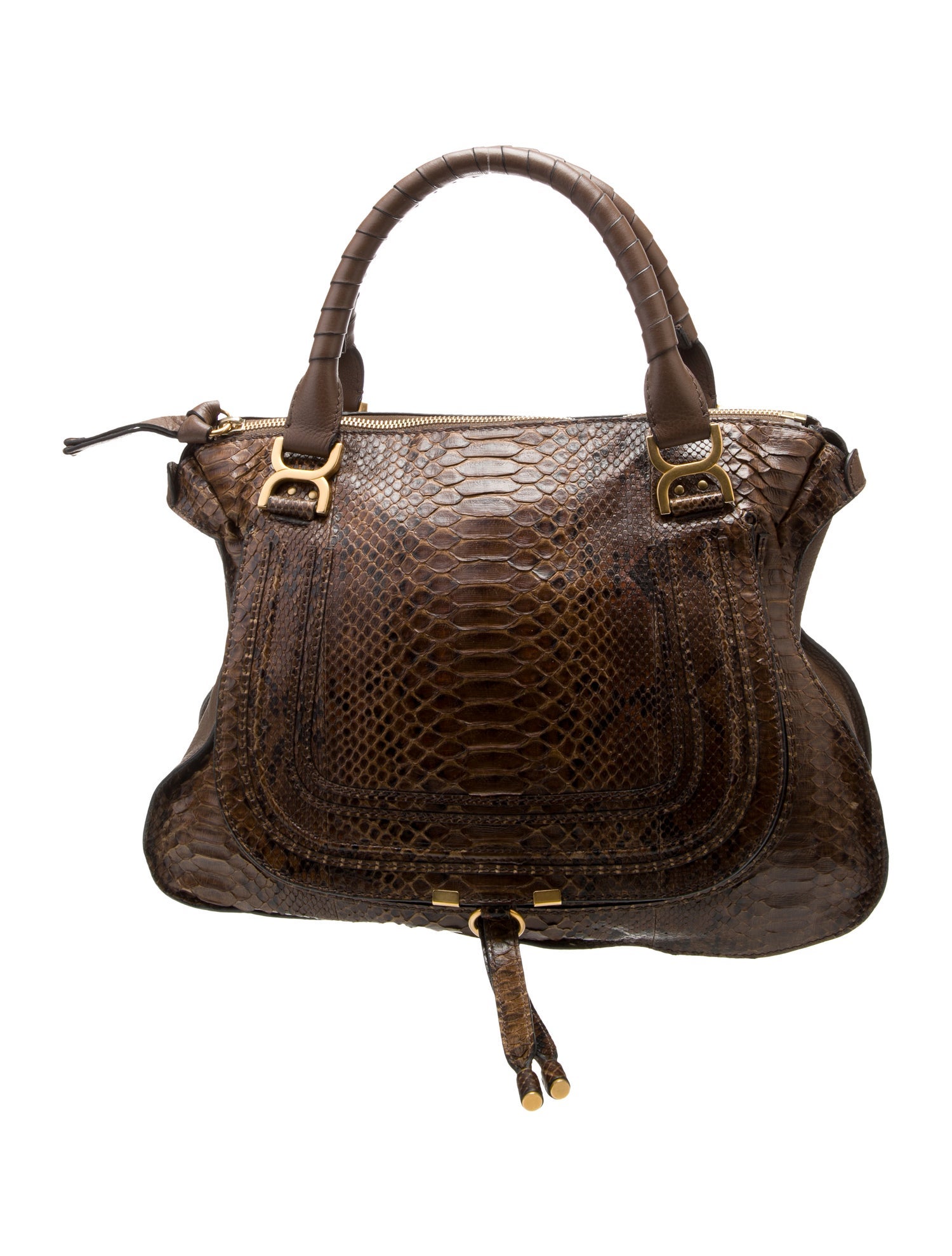 Chloé large Python Marcie Bag - Brown Hobos, Handbags - CHL304964 | The ...