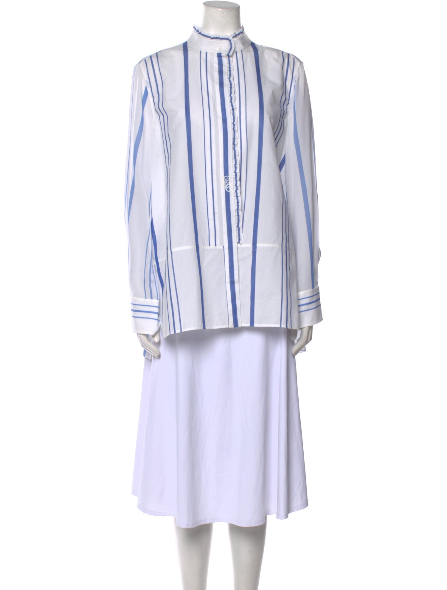 Chloé Striped Mock Neck Tunic - White Tops, Clothing - CHL307332 | The ...