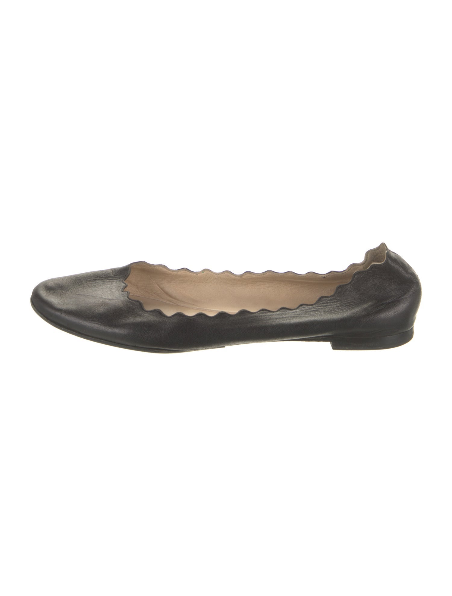 Chloé Leather Scalloped Accent Ballet Flats - Neutrals Flats, Shoes ...