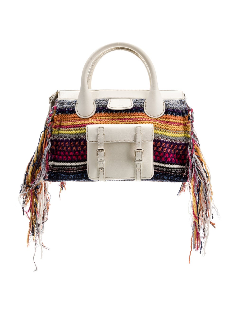 Chloé Chloé Top Handle Bag Silver Colorblock Pattern … - Gem