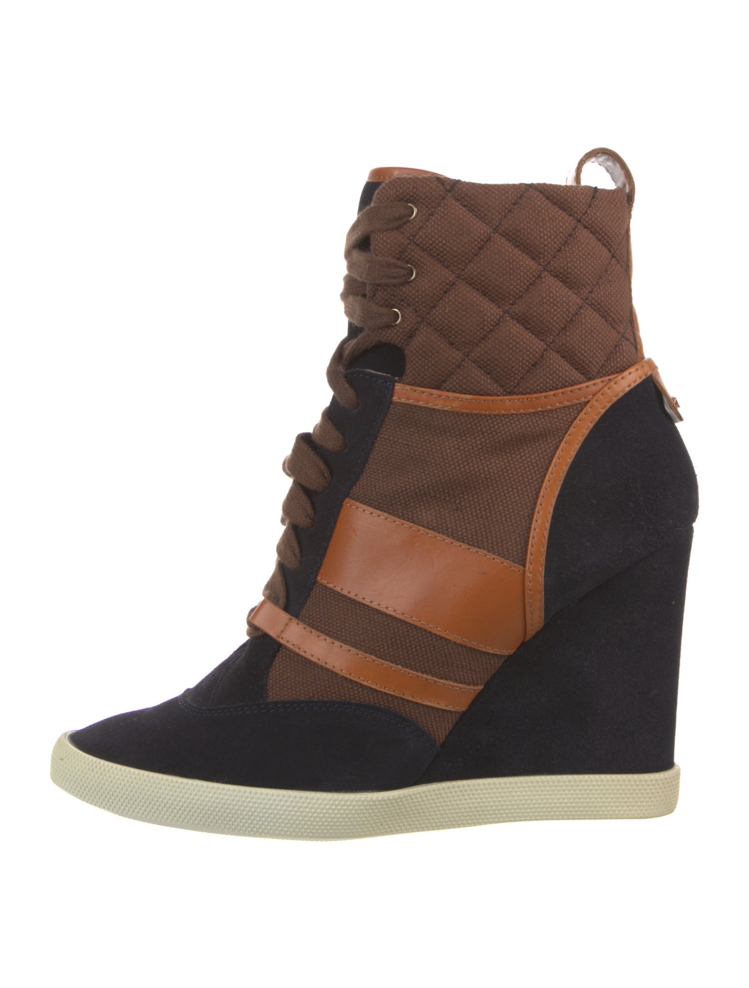 Chloé Suede Colorblock Pattern Lace-Up Boots - Blue Boots, Shoes ...