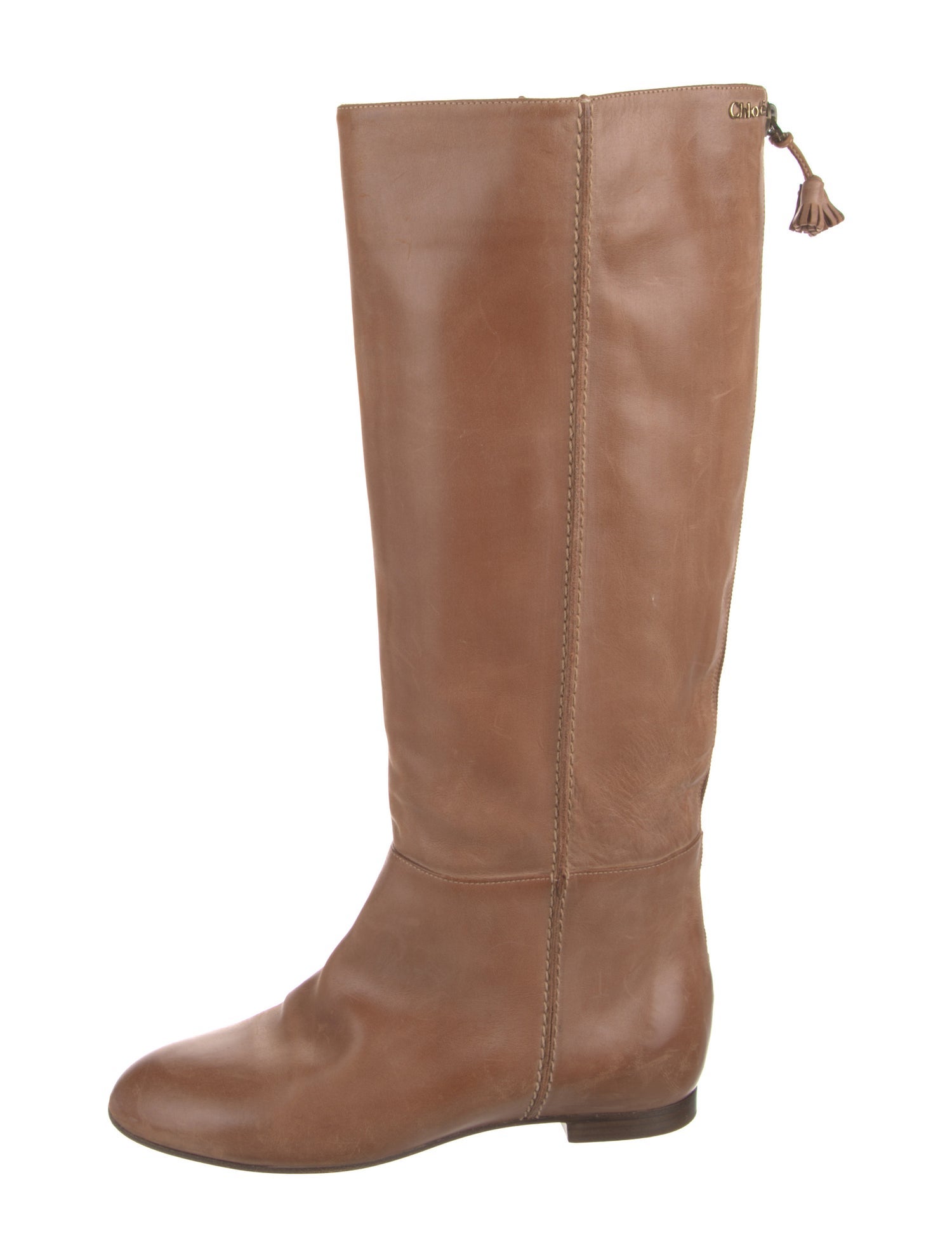 Chloé Leather Tassel Accents Riding Boots - Brown Boots, Shoes ...