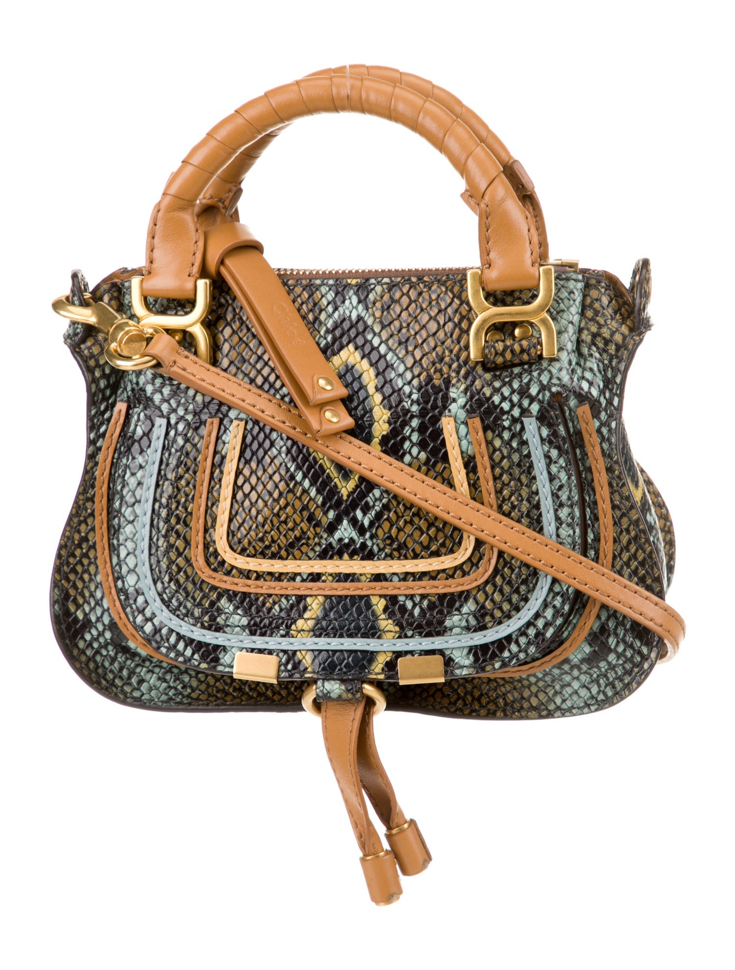 Chloé Embossed Leather Top Handle Bag - Blue Handle Bags, Handbags ...