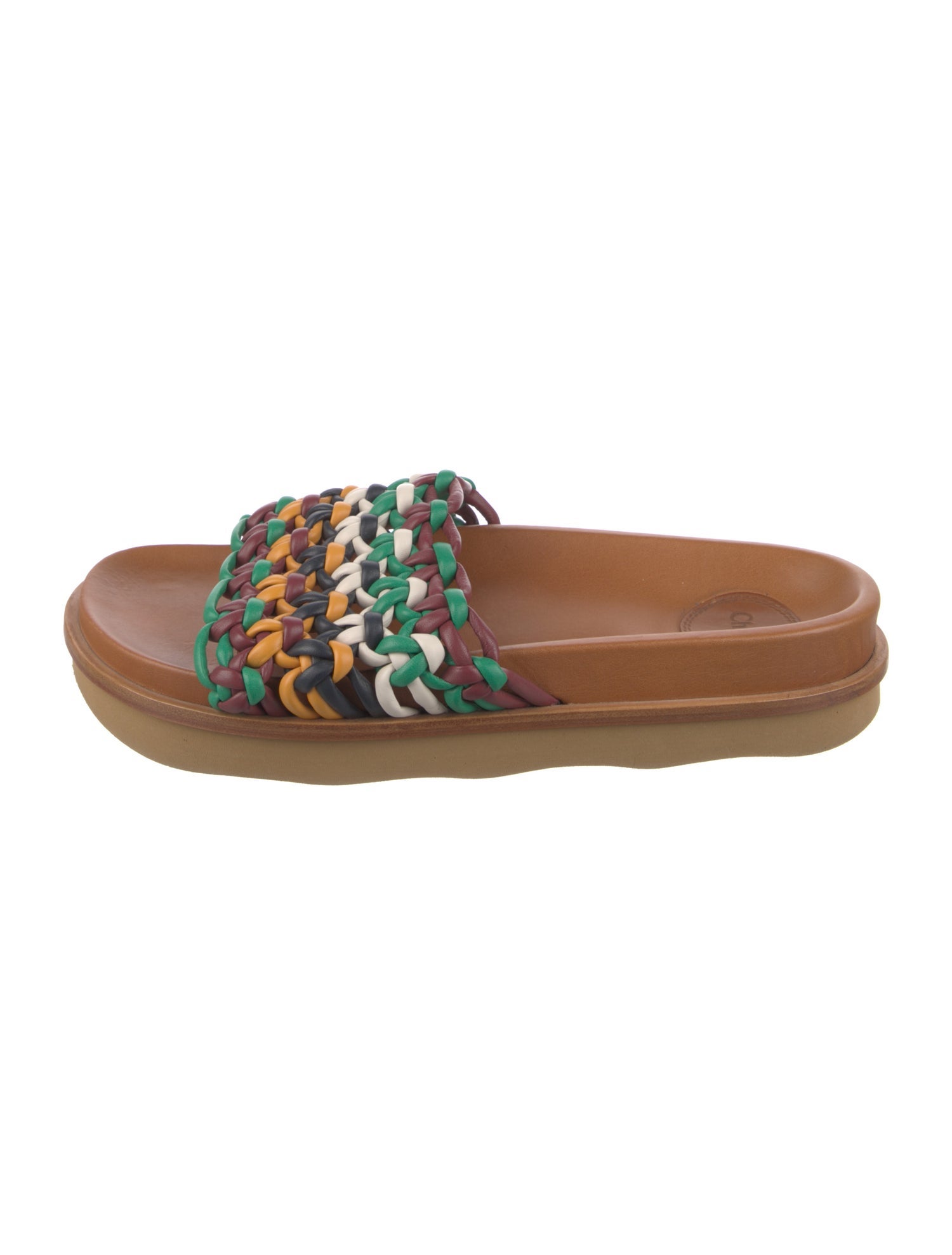Chloé Leather Patterned Slides - Green Sandals, Shoes - CHL325358 | The ...