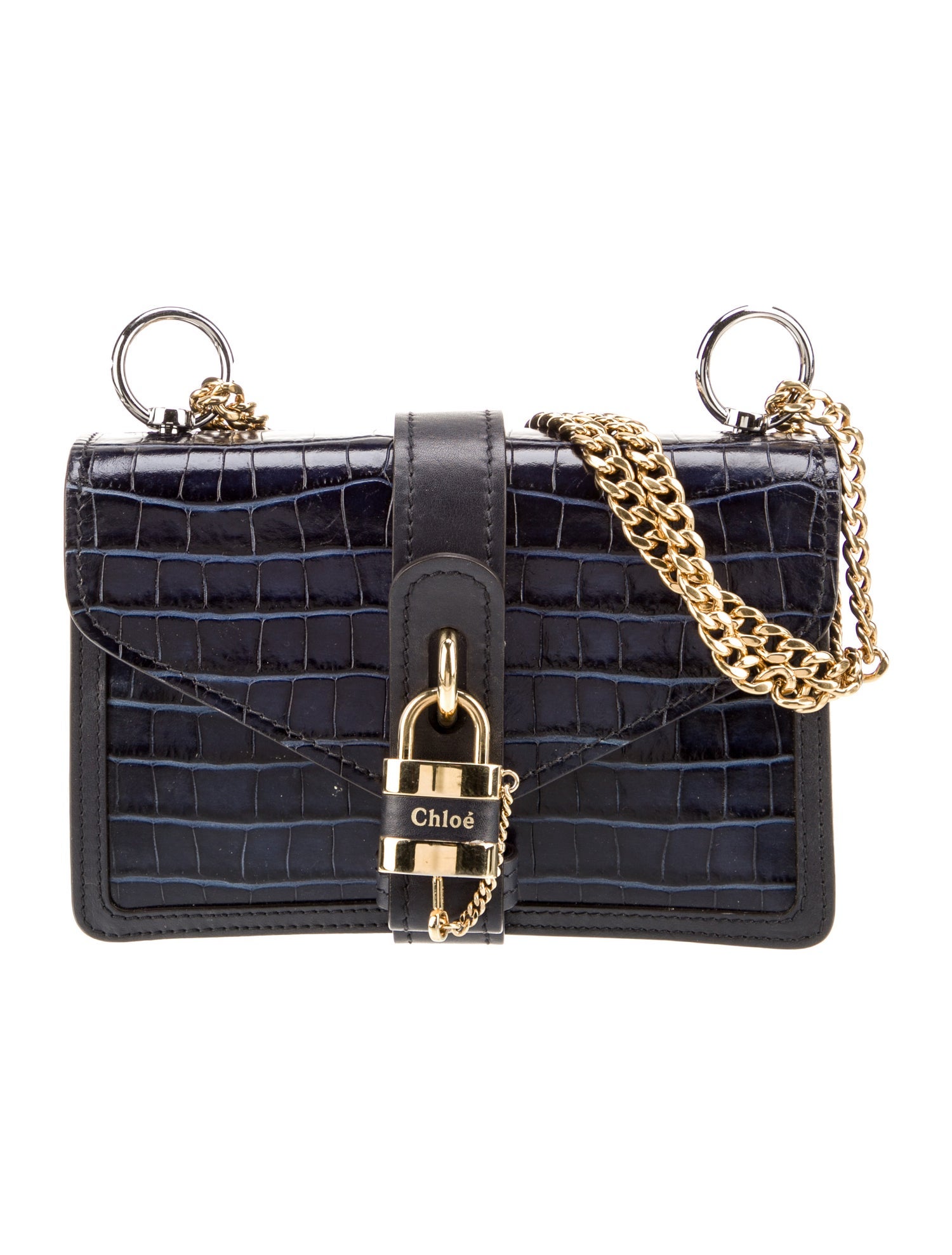Chloé Embossed Leather Shoulder Bag - Blue Shoulder Bags, Handbags ...
