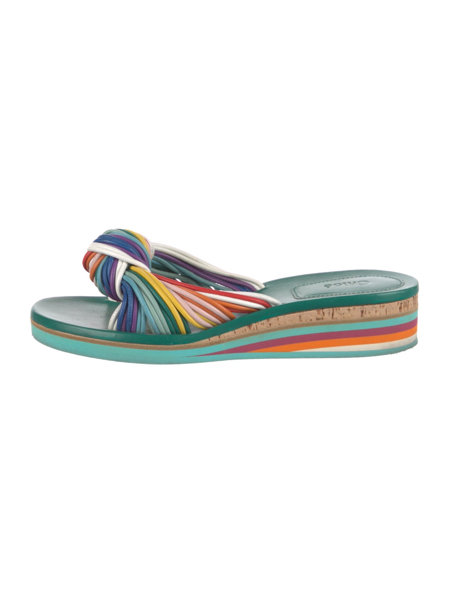 Chloé Leather Colorblock Pattern Slides - Green Sandals, Shoes ...