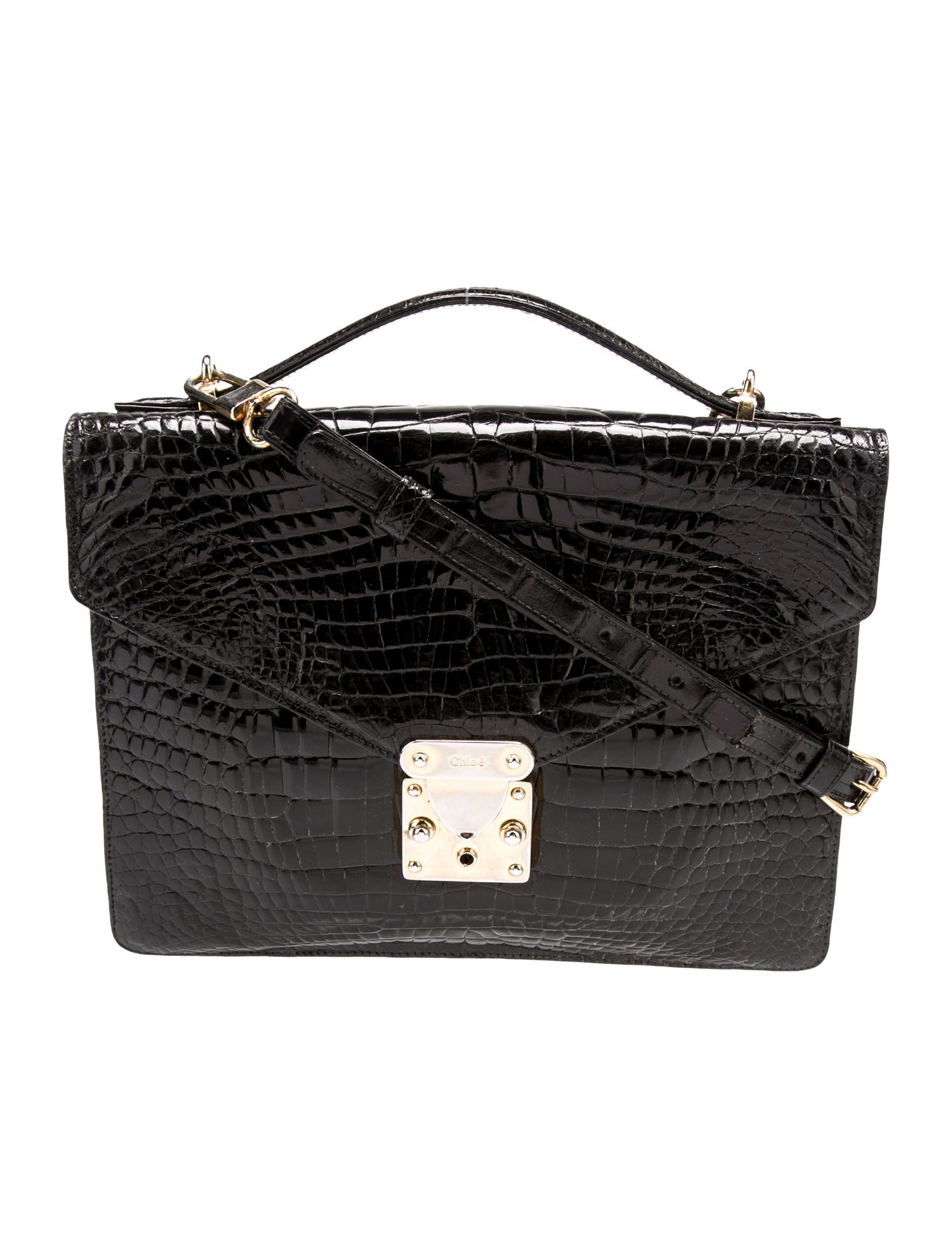 Chloé Patent Leather Briefcase - Black Crossbody Bags, Handbags ...