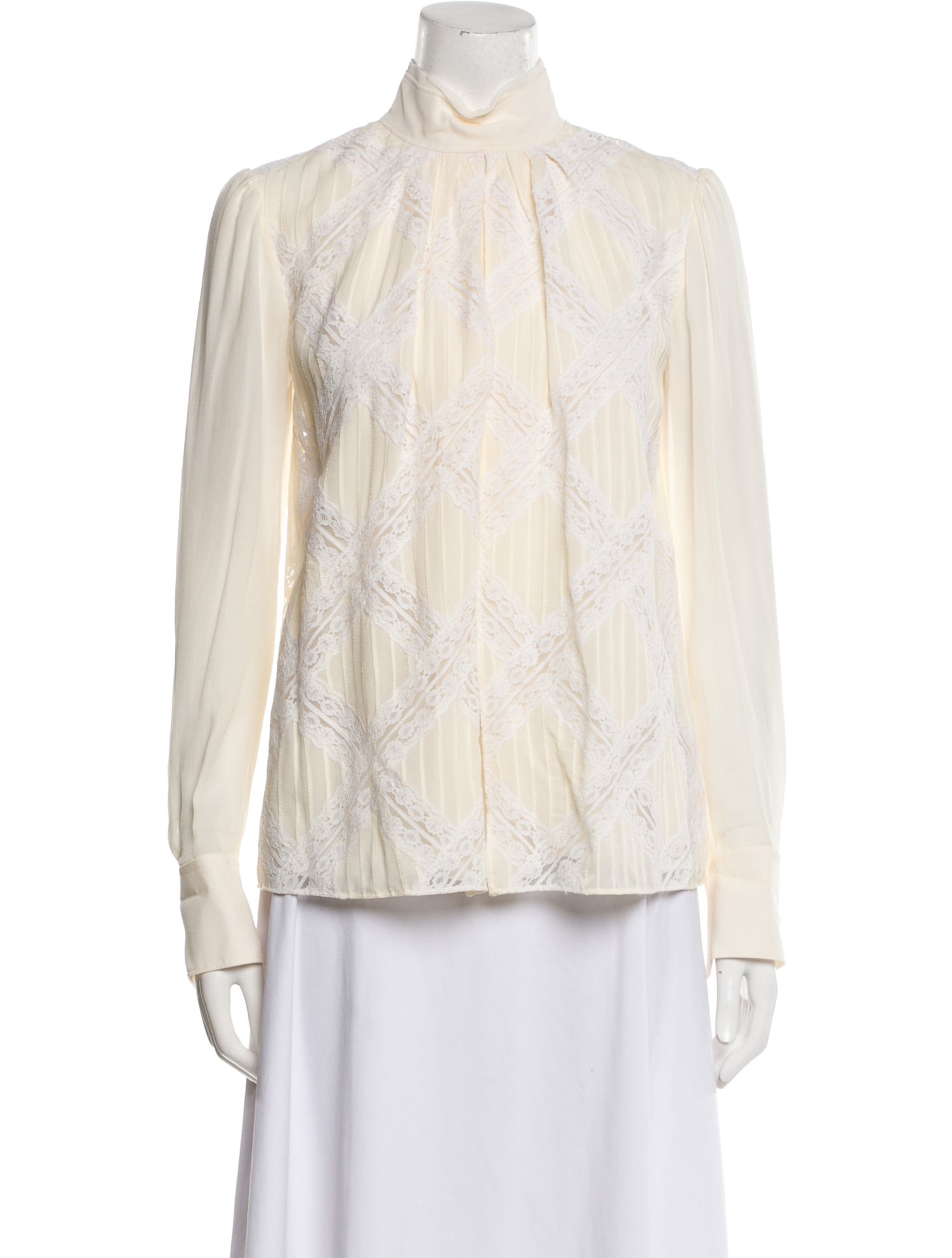 Chloé Silk Mock Neck Button-Up Top w/ Tags - Neutrals Tops, Clothing ...