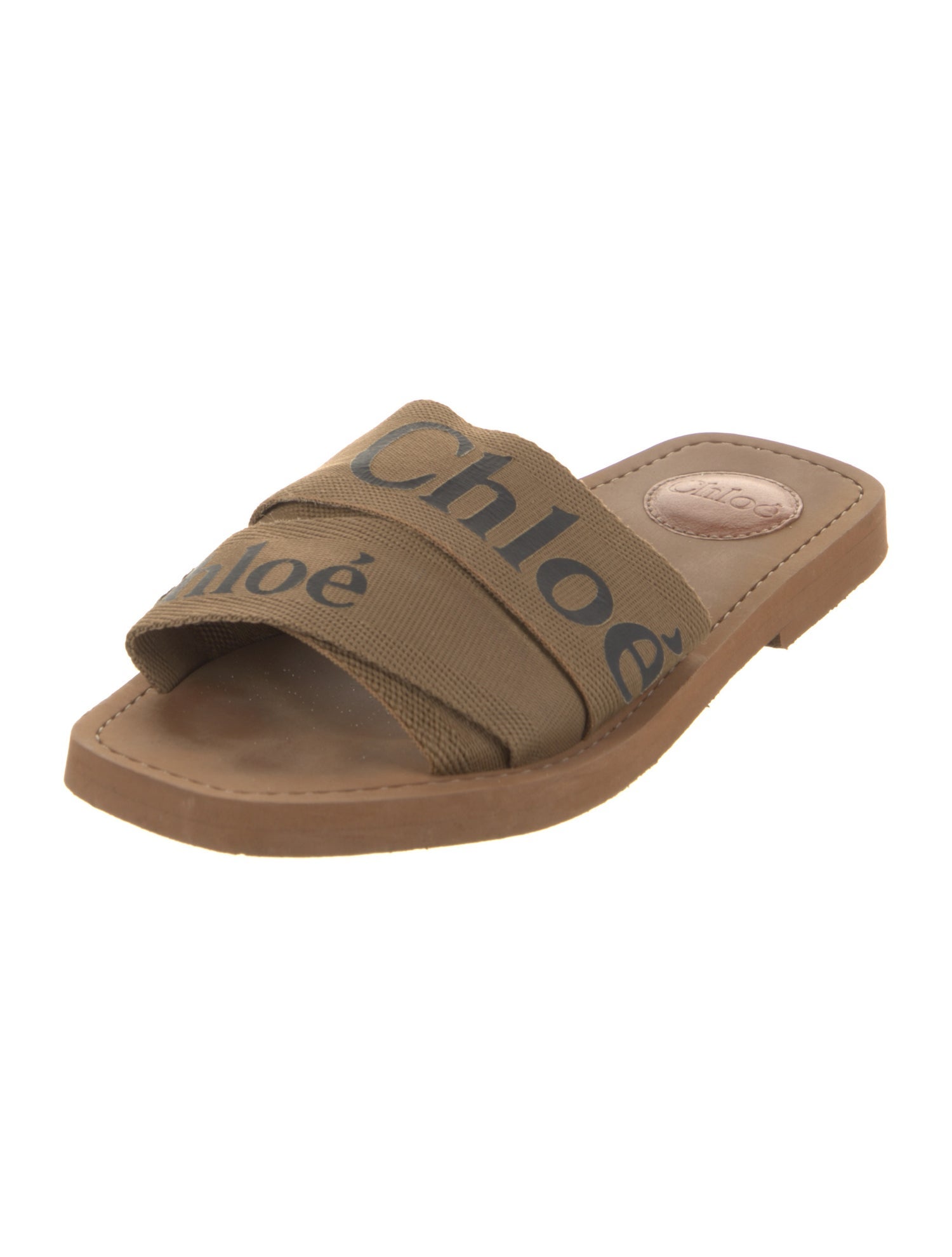 Chloé Canvas Graphic Print Slides - Neutrals Sandals, Shoes - CHL349589 ...