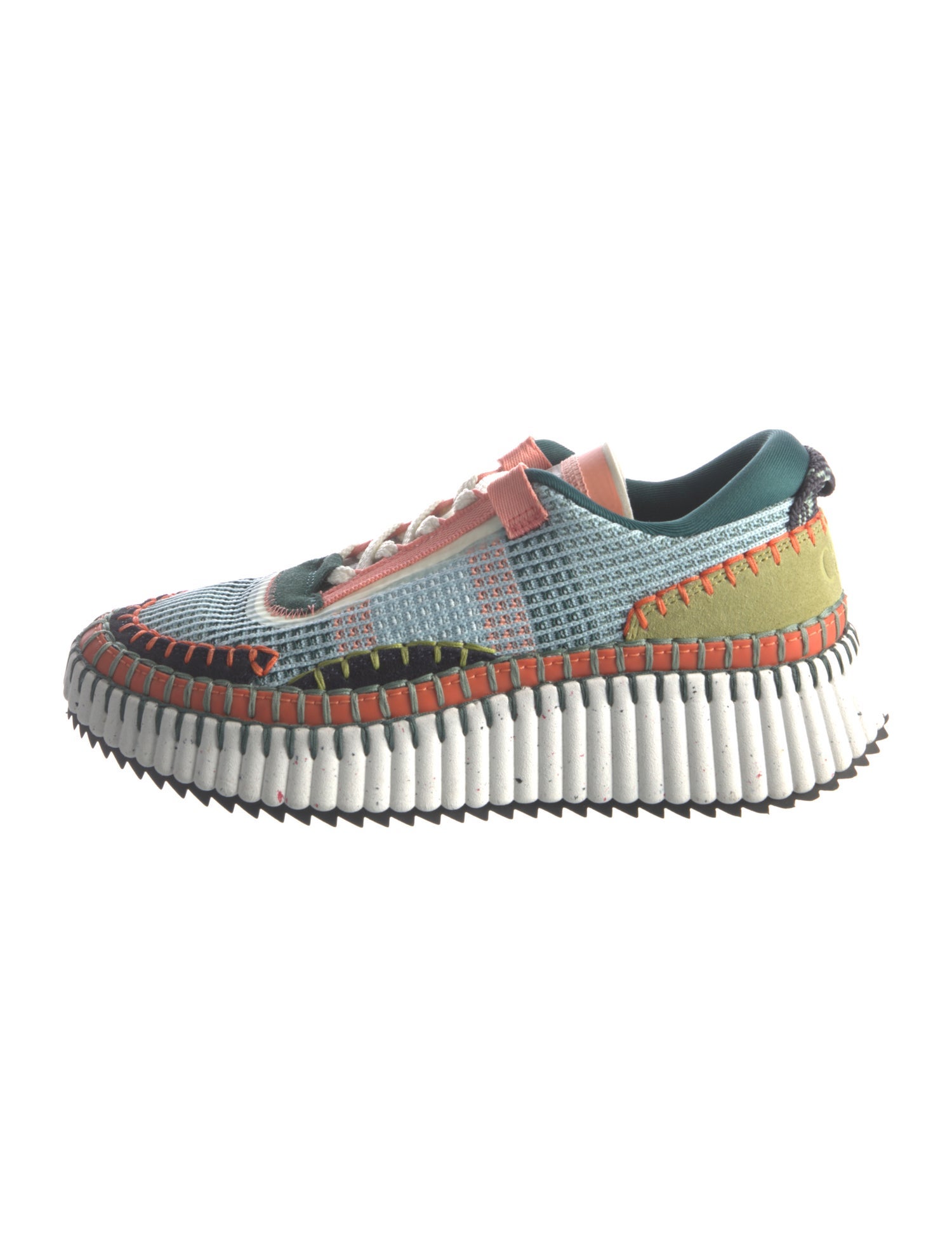 Chloé Colorblock Pattern Mesh Accents Sneakers - Blue Sneakers, Shoes ...