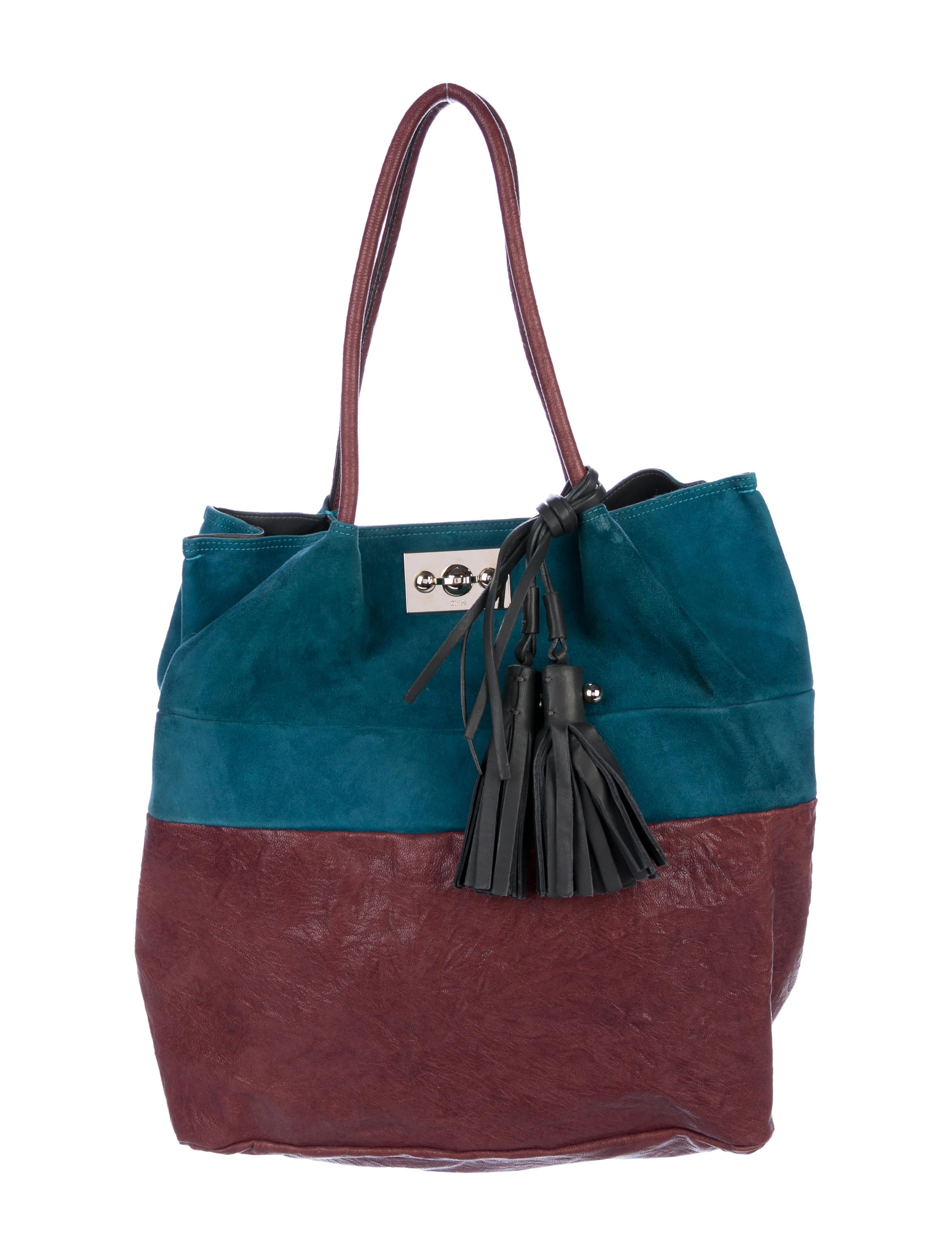 Chloé Suede-Trimmed Colorblock Tote - Blue Totes, Handbags - CHL90642 ...