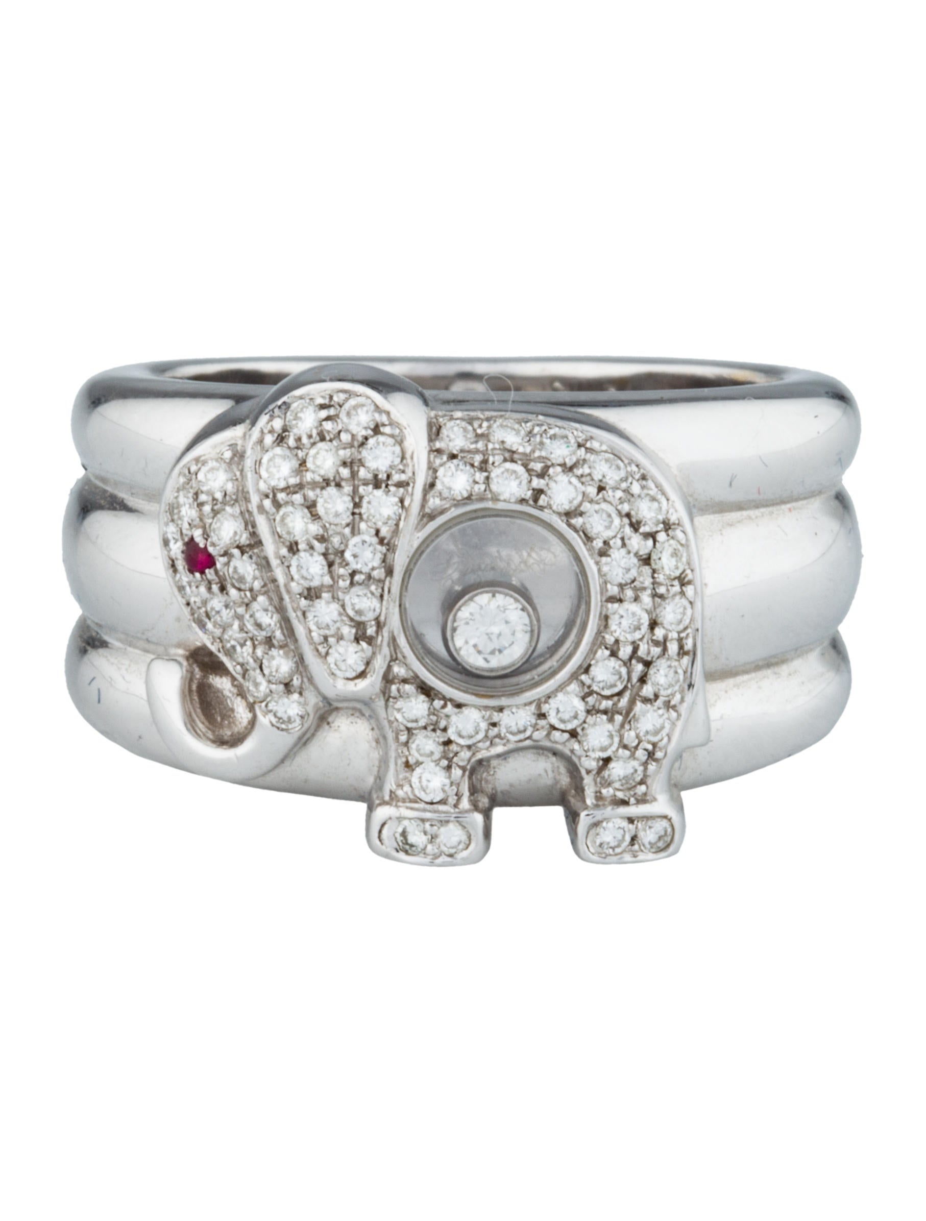Chopard Happy Diamonds Pavé Elephant Ring - Silver Cocktail Ring, Rings ...