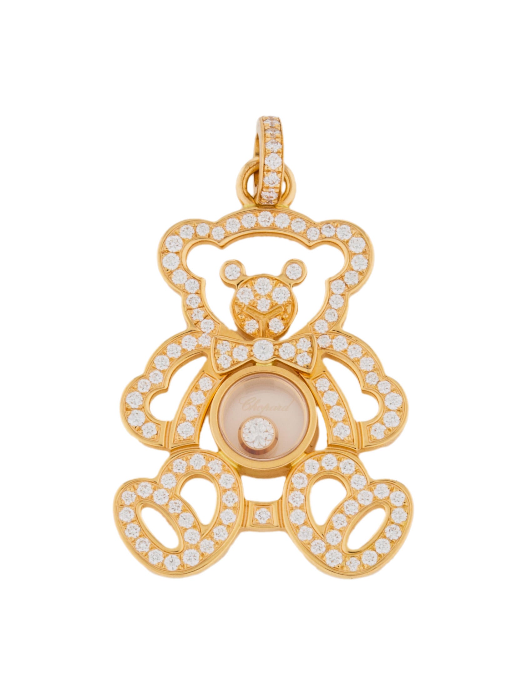 Chopard 18K Happy Diamond Teddy Bear Pendant - Necklaces - CHP22479 ...