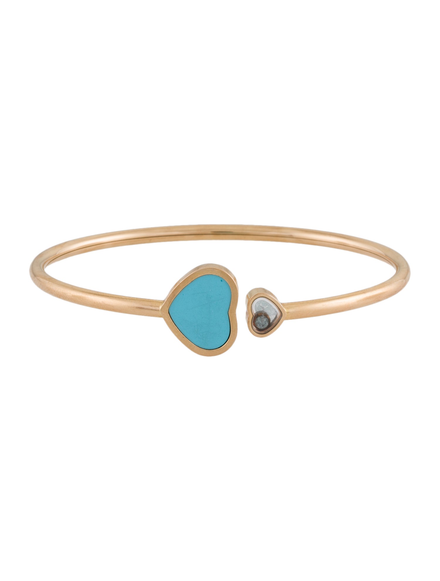 Chopard 18K Composite Turquoise & Diamond Happy Heart Bangle Bracelet ...