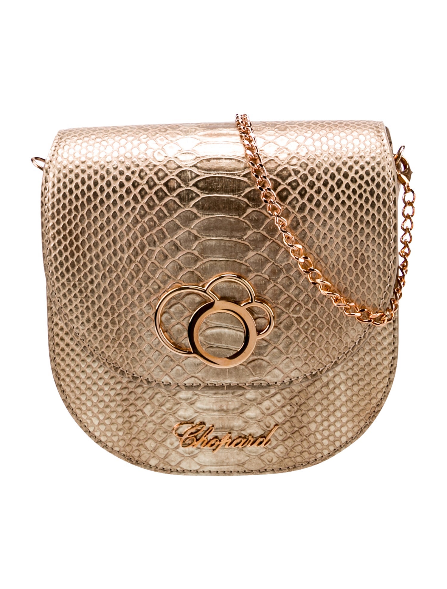 Chopard Embossed Leather Crossbody Bag - Gold Crossbody Bags, Handbags ...