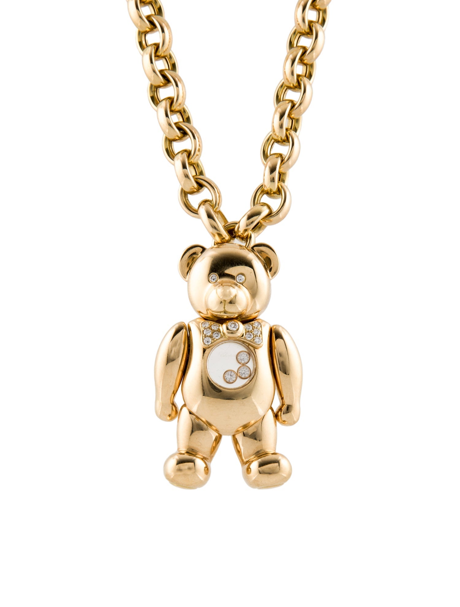 Chopard 18K Happy Diamond Teddy Bear Pendant Necklace - 18K Yellow Gold ...