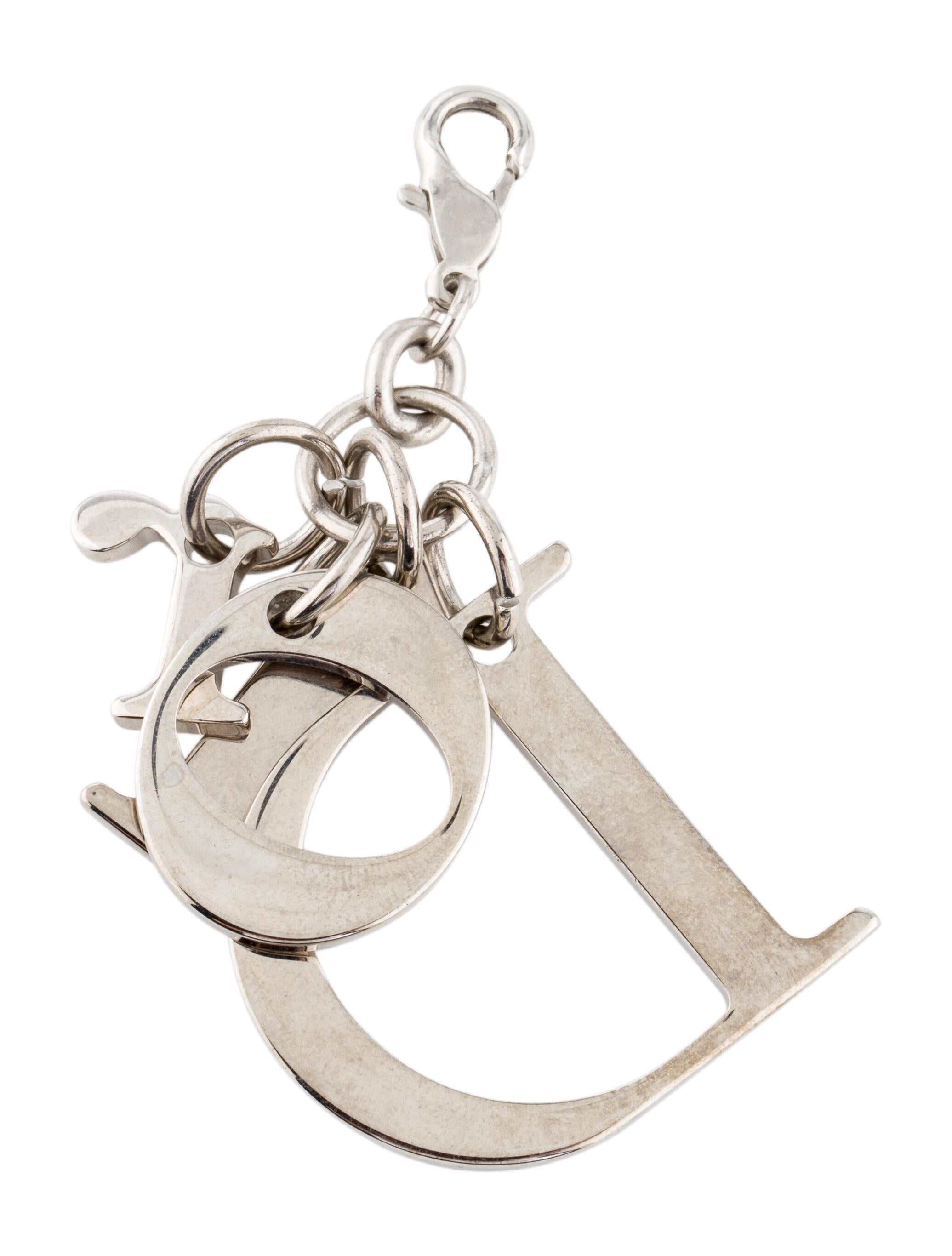 Christian Dior Logo Charm Keychain - Silver Keychains, Accessories ...