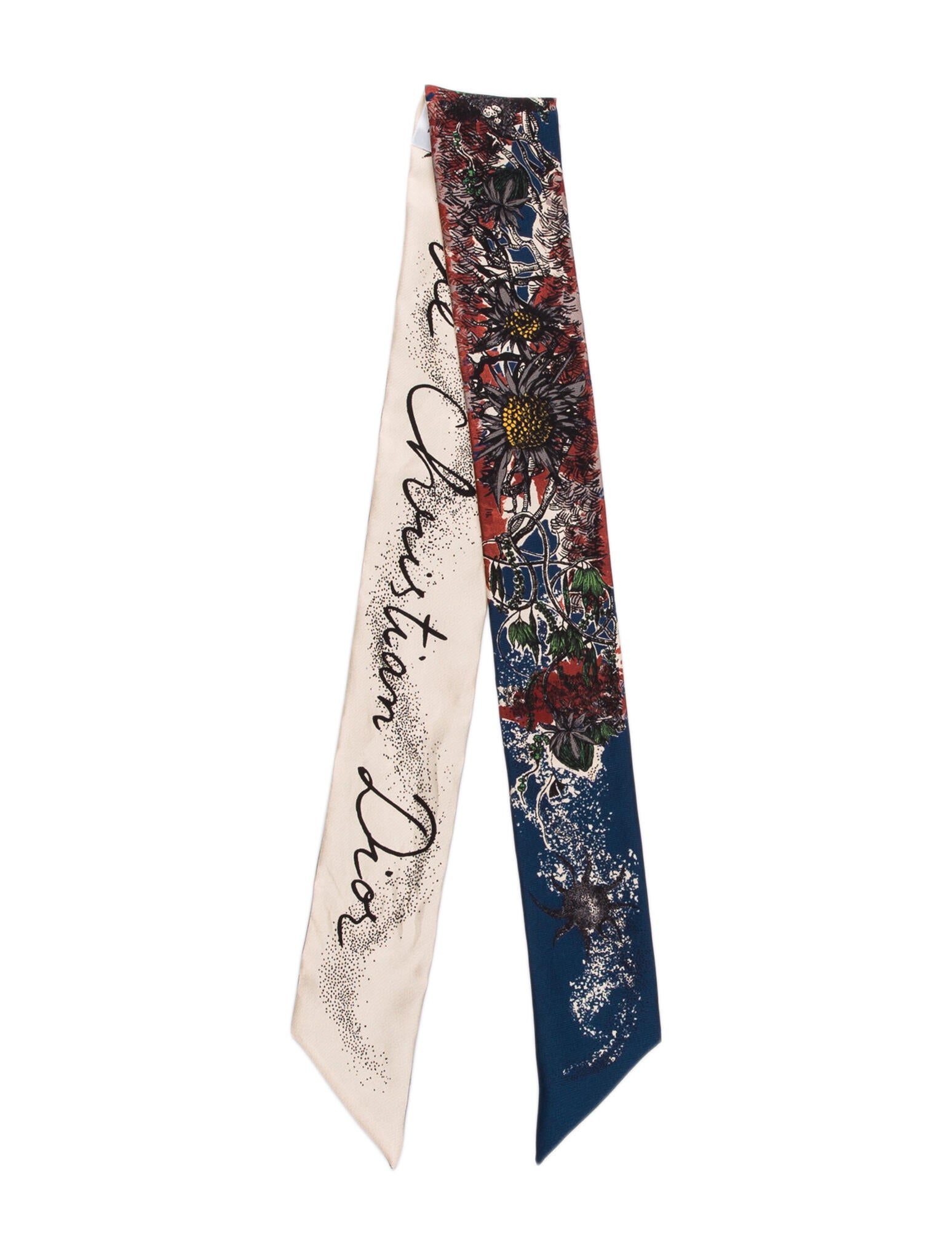 Christian Dior Silk Printed Twilly - Blue Scarves and Shawls ...