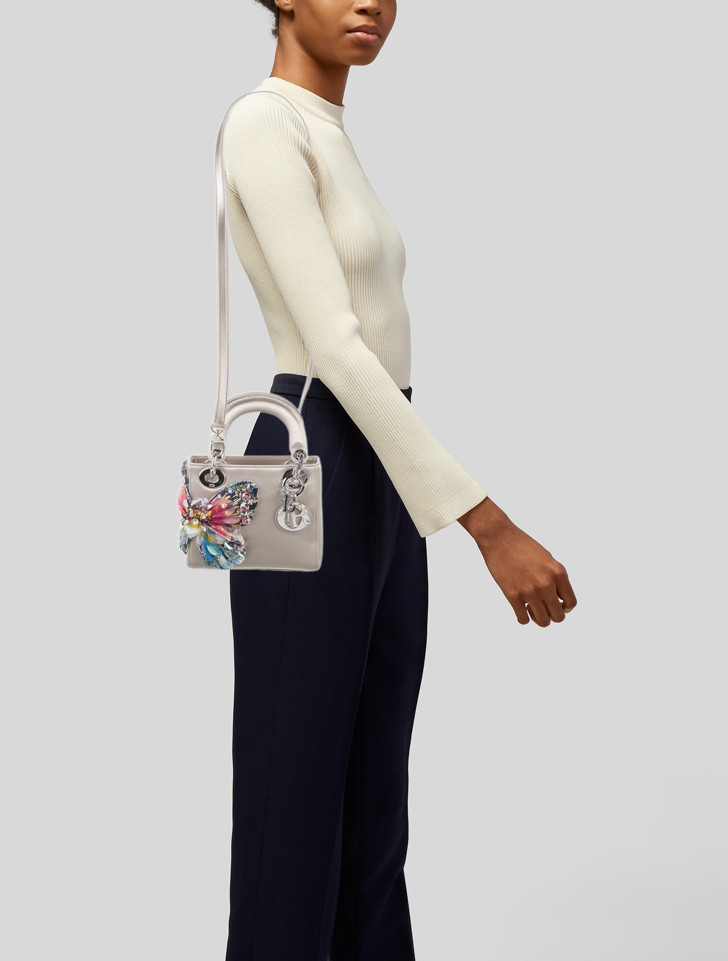 Christian Dior Butterfly-Embellished Mini Lady Dior Bag w/ Strap ...