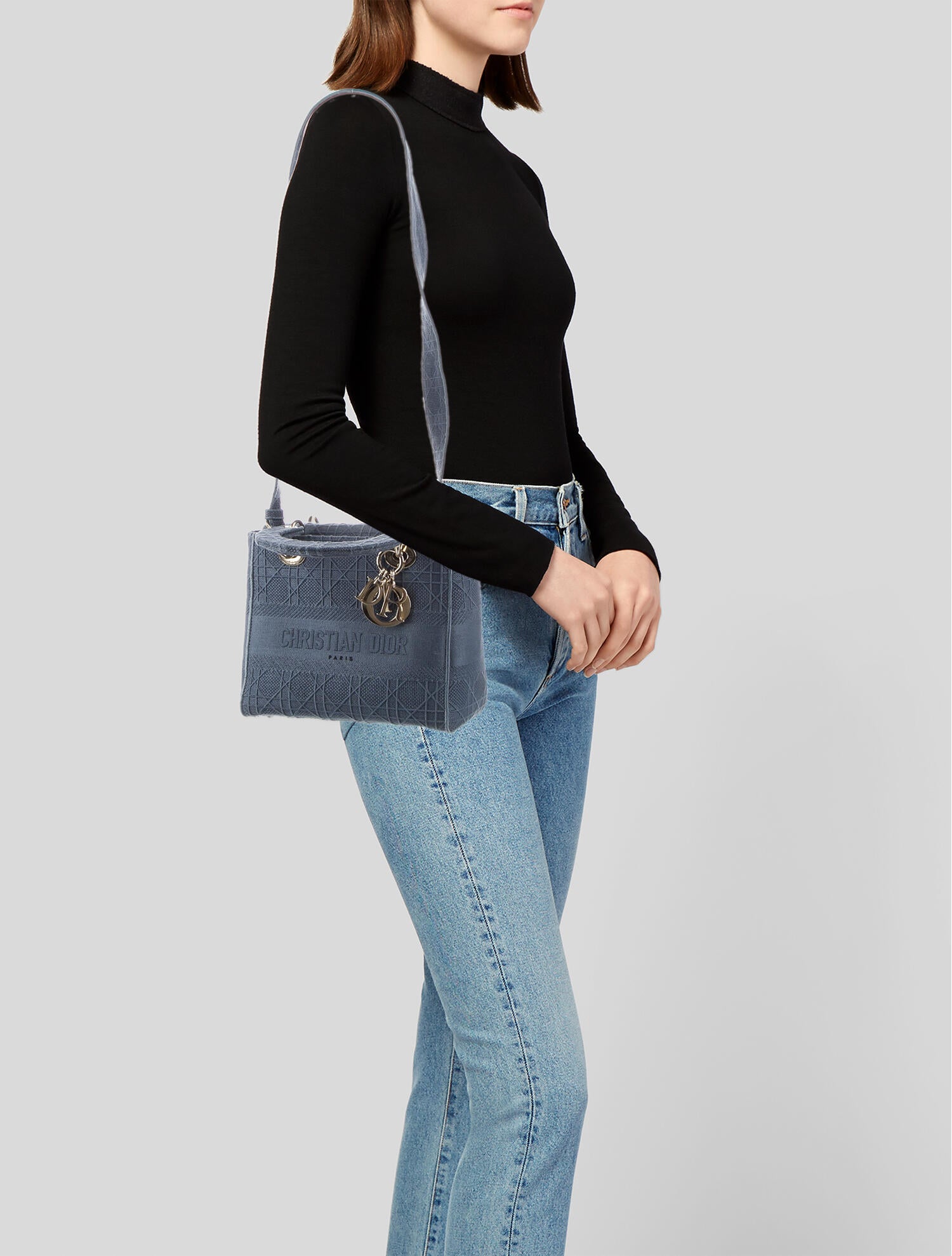 Christian Dior 2020 Medium Lady D-Lite Bag w/Strap - Blue Handle Bags ...