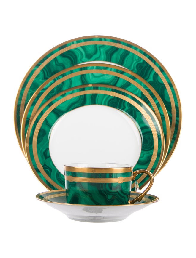 Christian Dior 62-Piece Gaudron Malachite Tableware Set - Gold, 62 ...