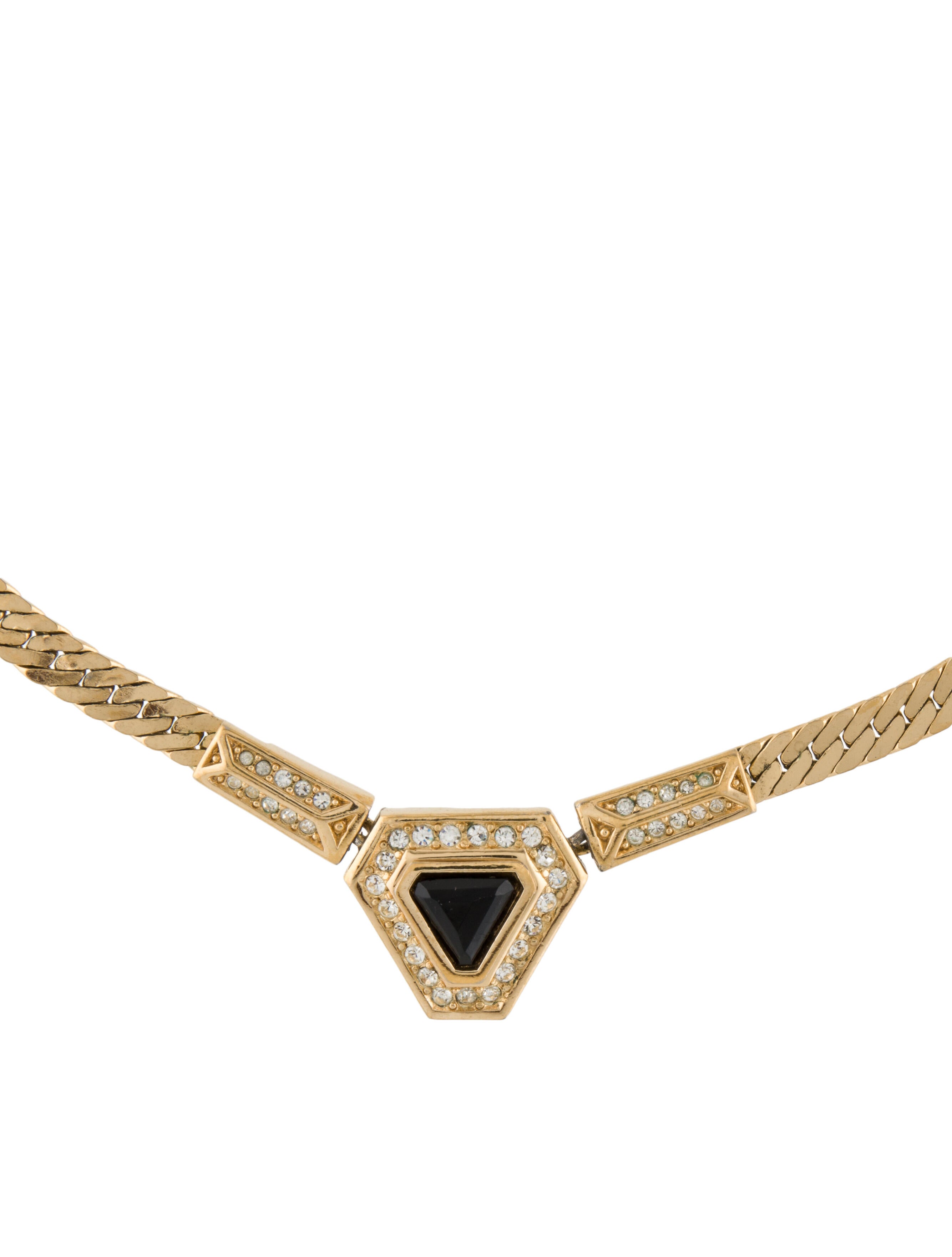 Christian Dior Vintage Crystal Resin Collar Necklace - Black Collar ...