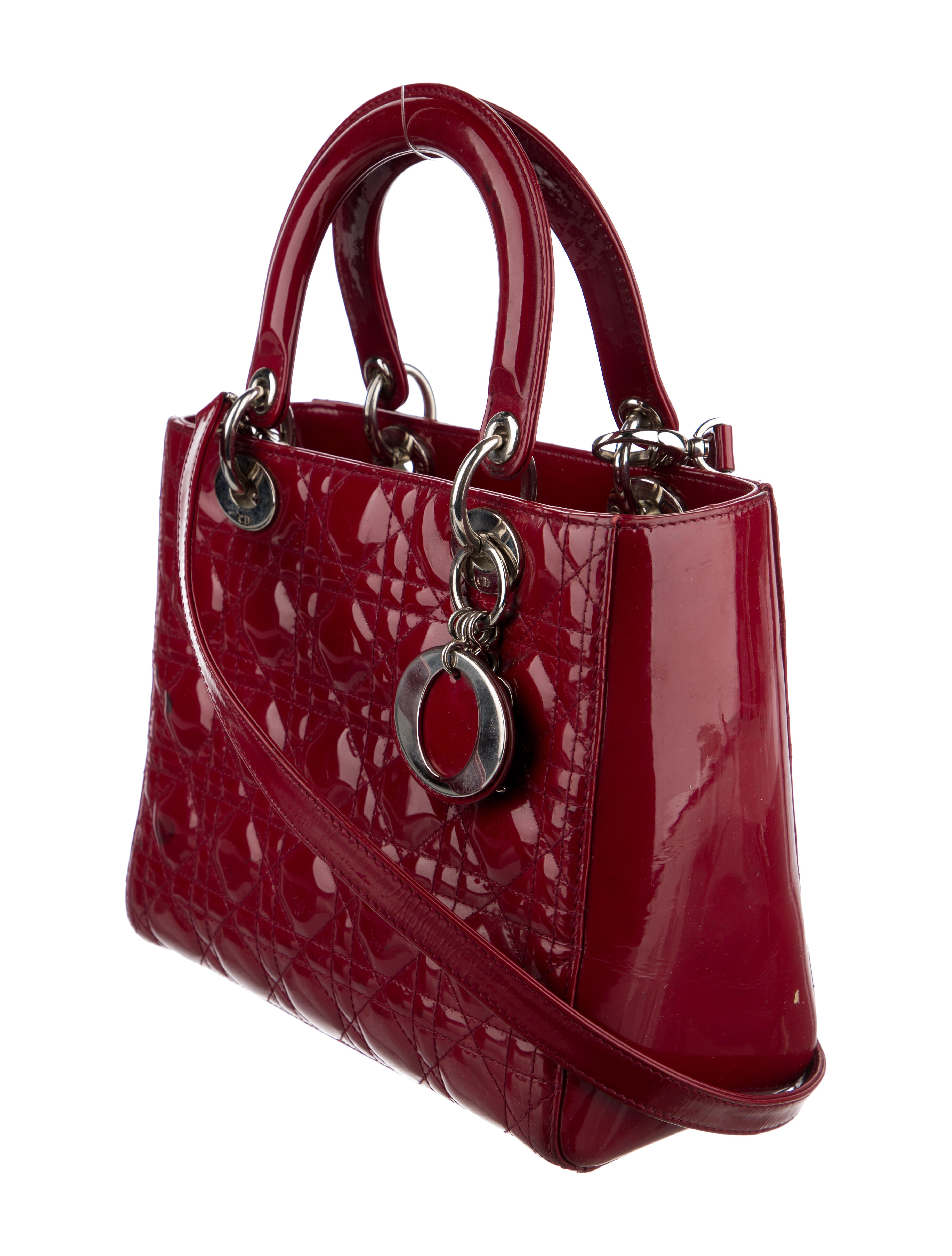 Christian Dior Large Lady Dior Bag - Red Handle Bags, Handbags ...