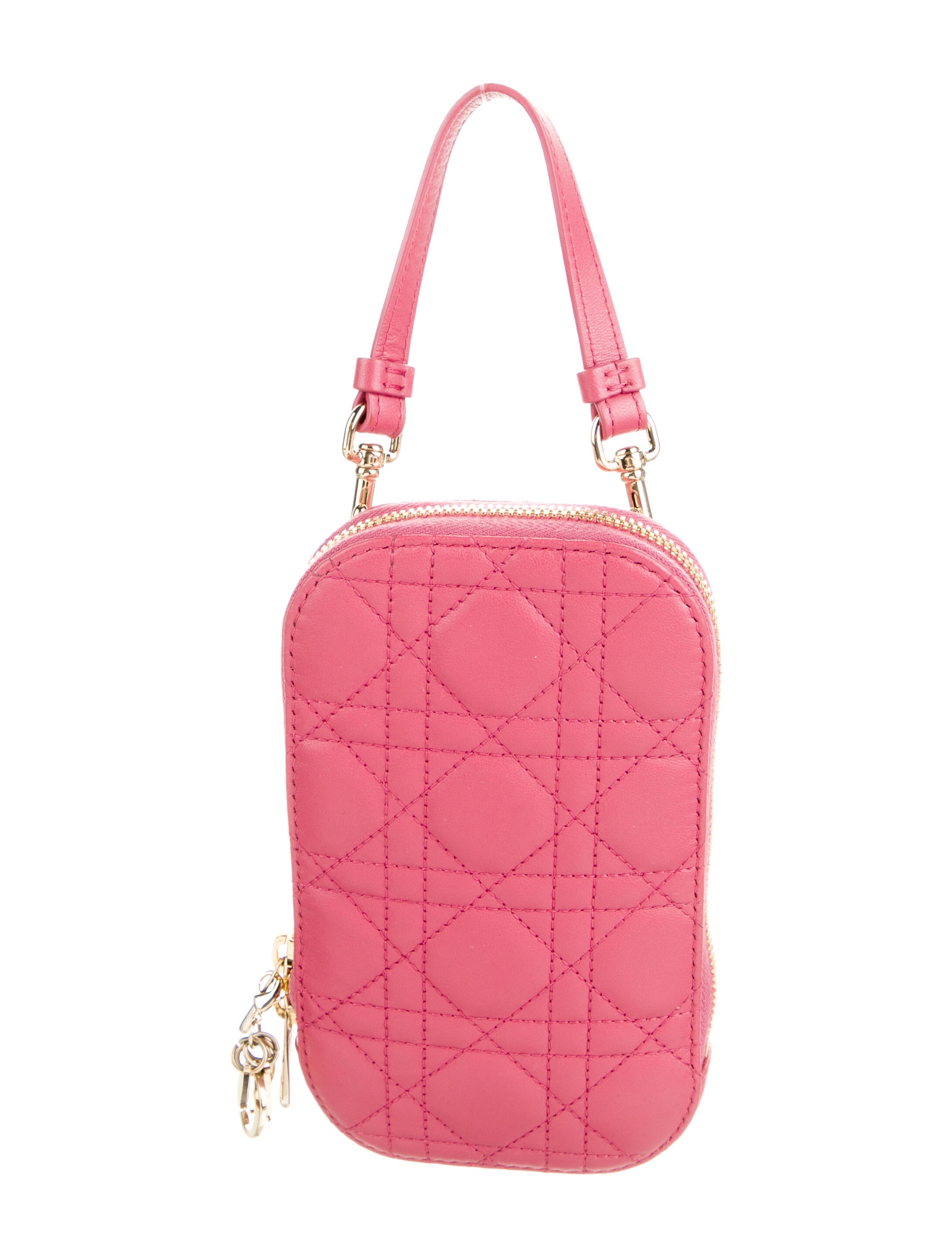 Christian Dior 2020 Cannage Lady Dior Phone Holder - Pink Crossbody ...