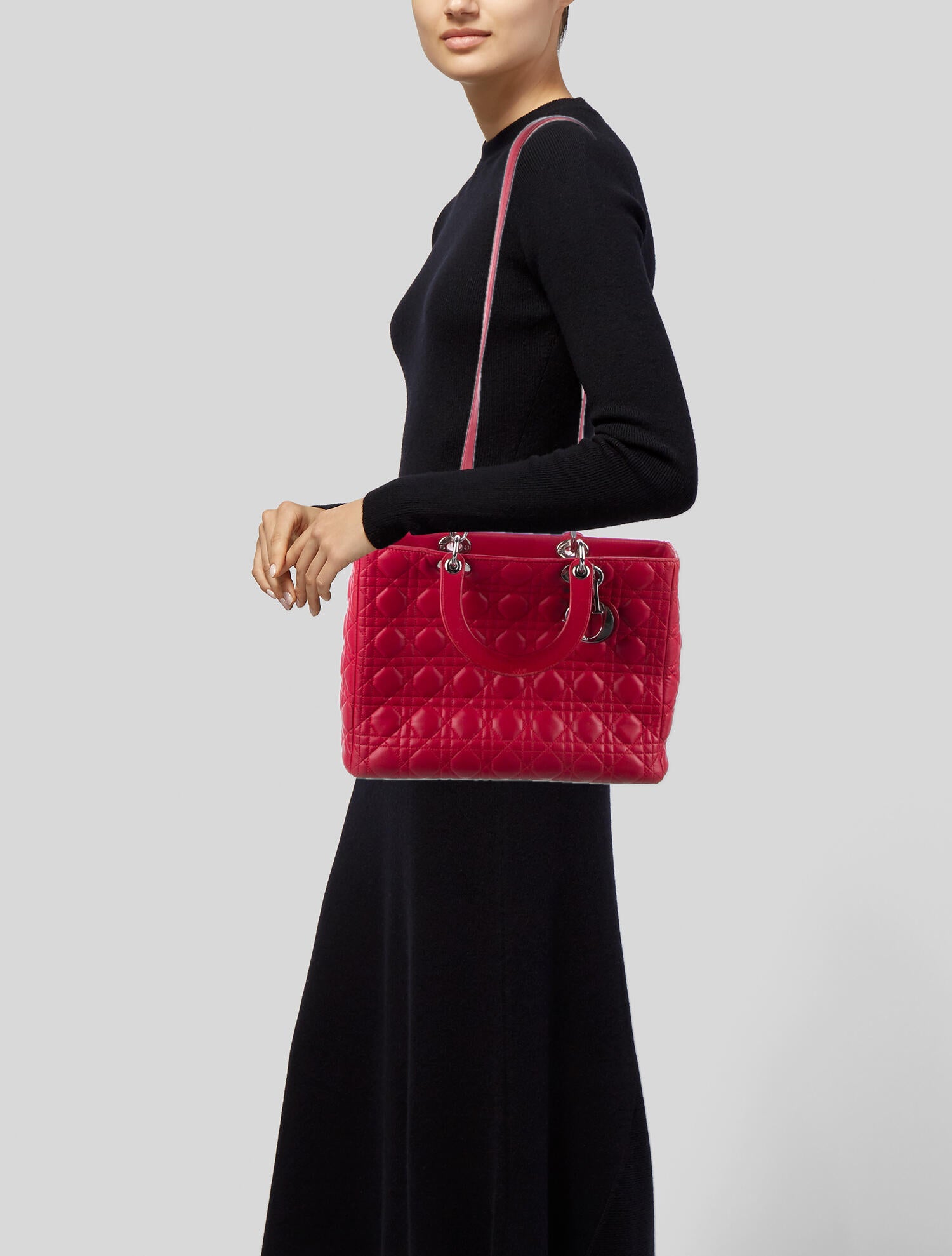 Christian Dior Large Lady Dior - Red Handle Bags, Handbags - CHR30909 ...