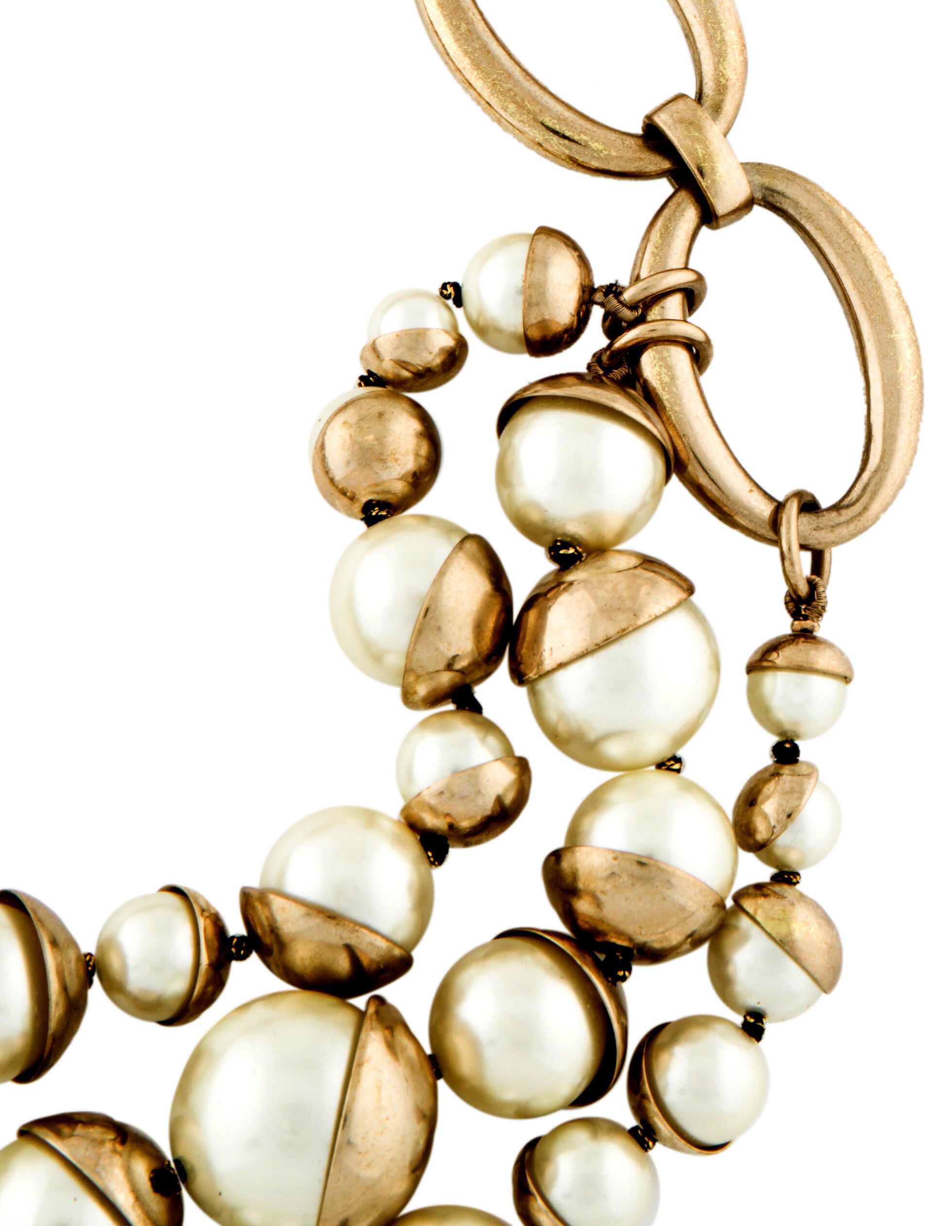Christian Dior Faux Pearl "Mise En Dior " Triple-Row Necklace - Gold ...