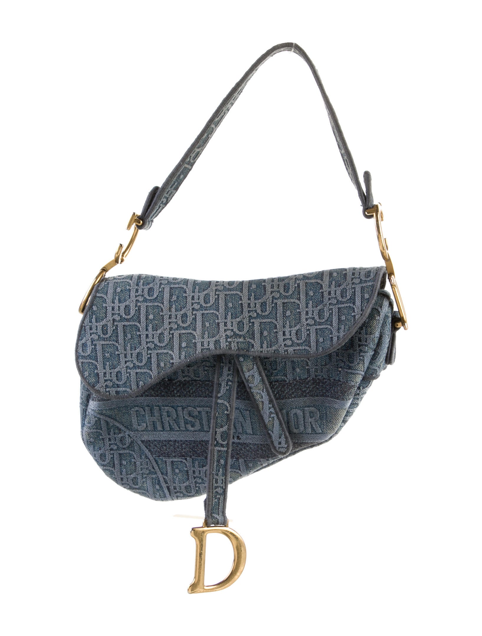 Christian Dior 2017 Oblique Mini Saddle Bag - Blue Shoulder Bags ...