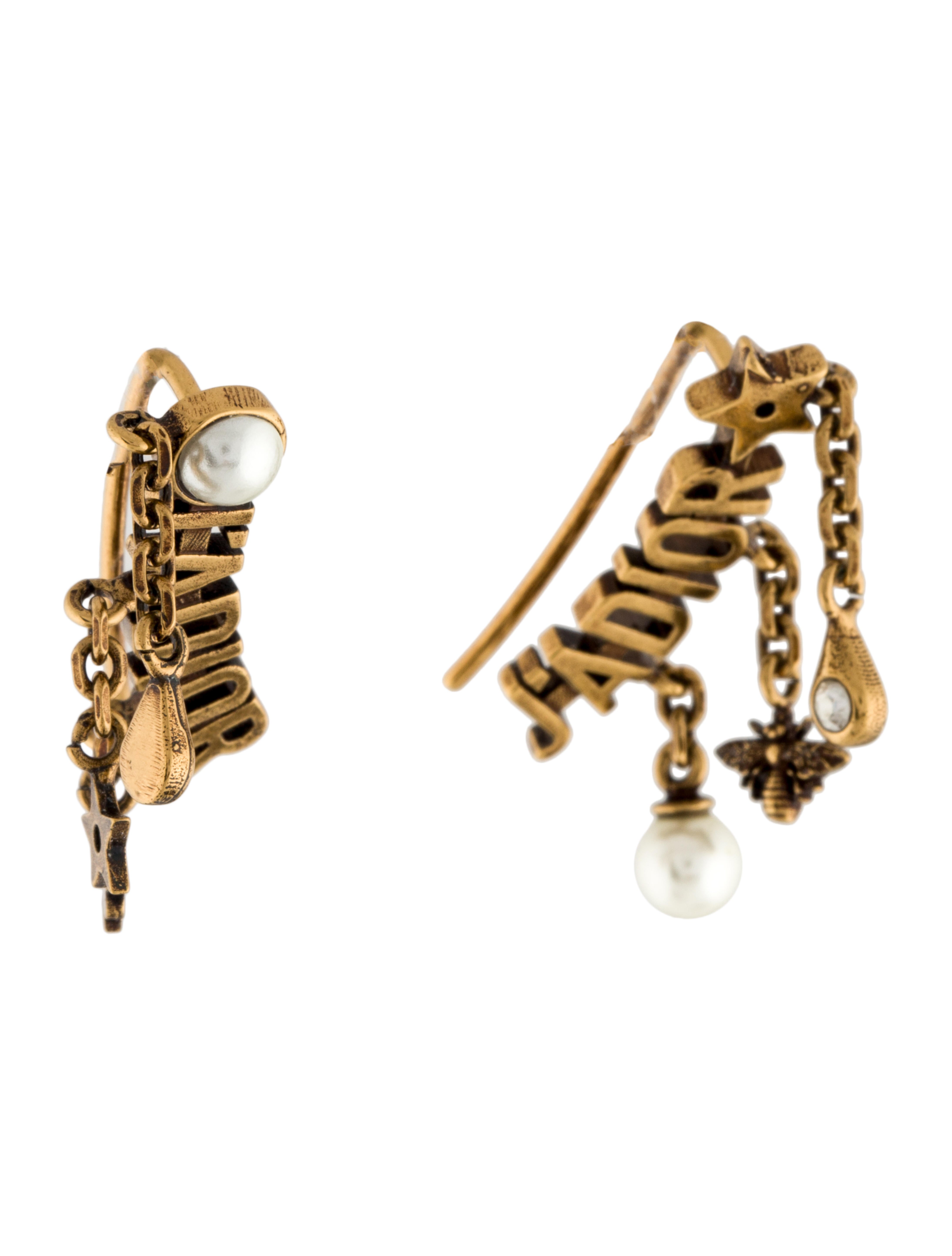 Christian Dior Faux Pearl & Crystal J'Adior Ear Climbers - Ear Cuff ...