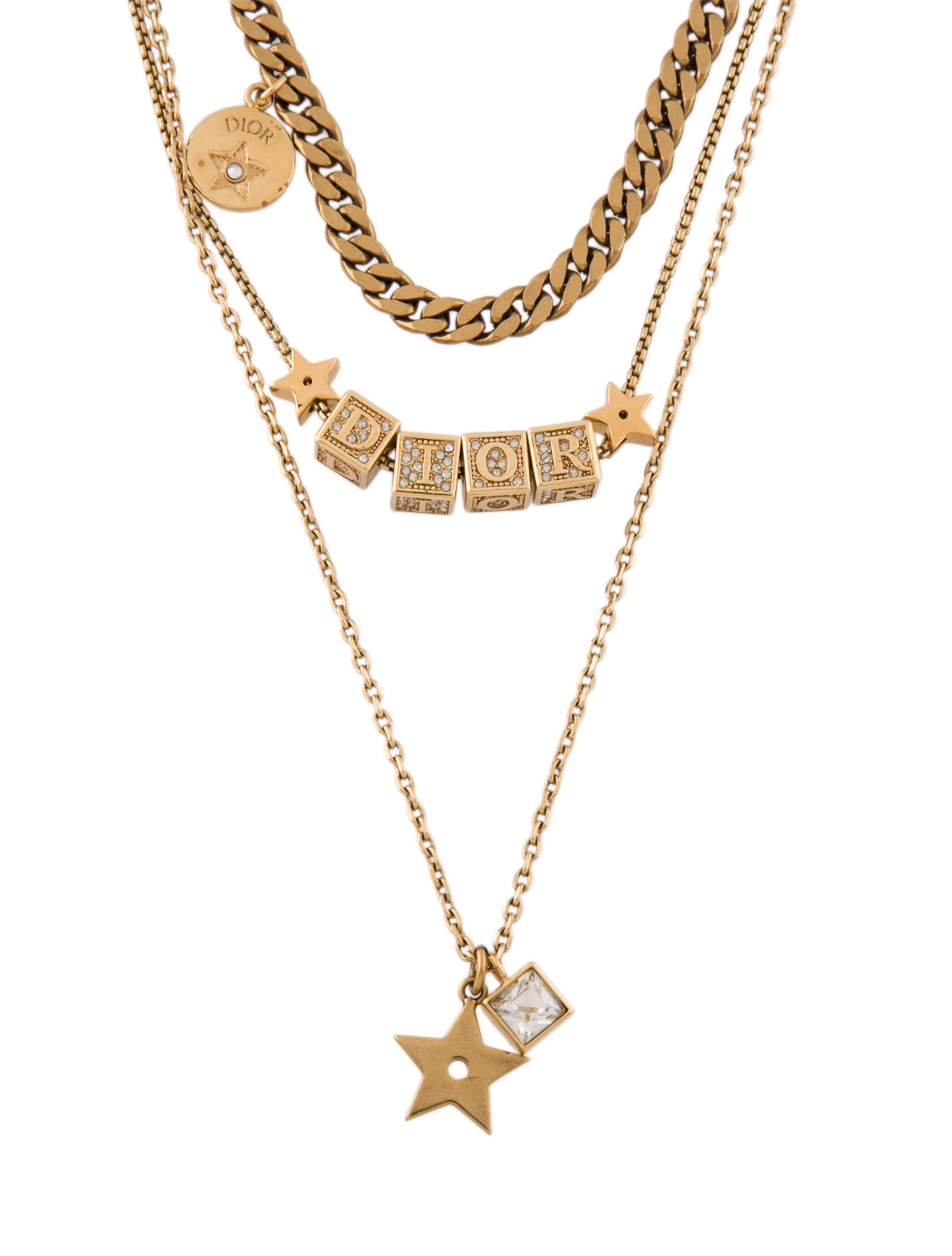 Christian Dior Crystal Star Logo Multistrand Necklace - Multistrand ...