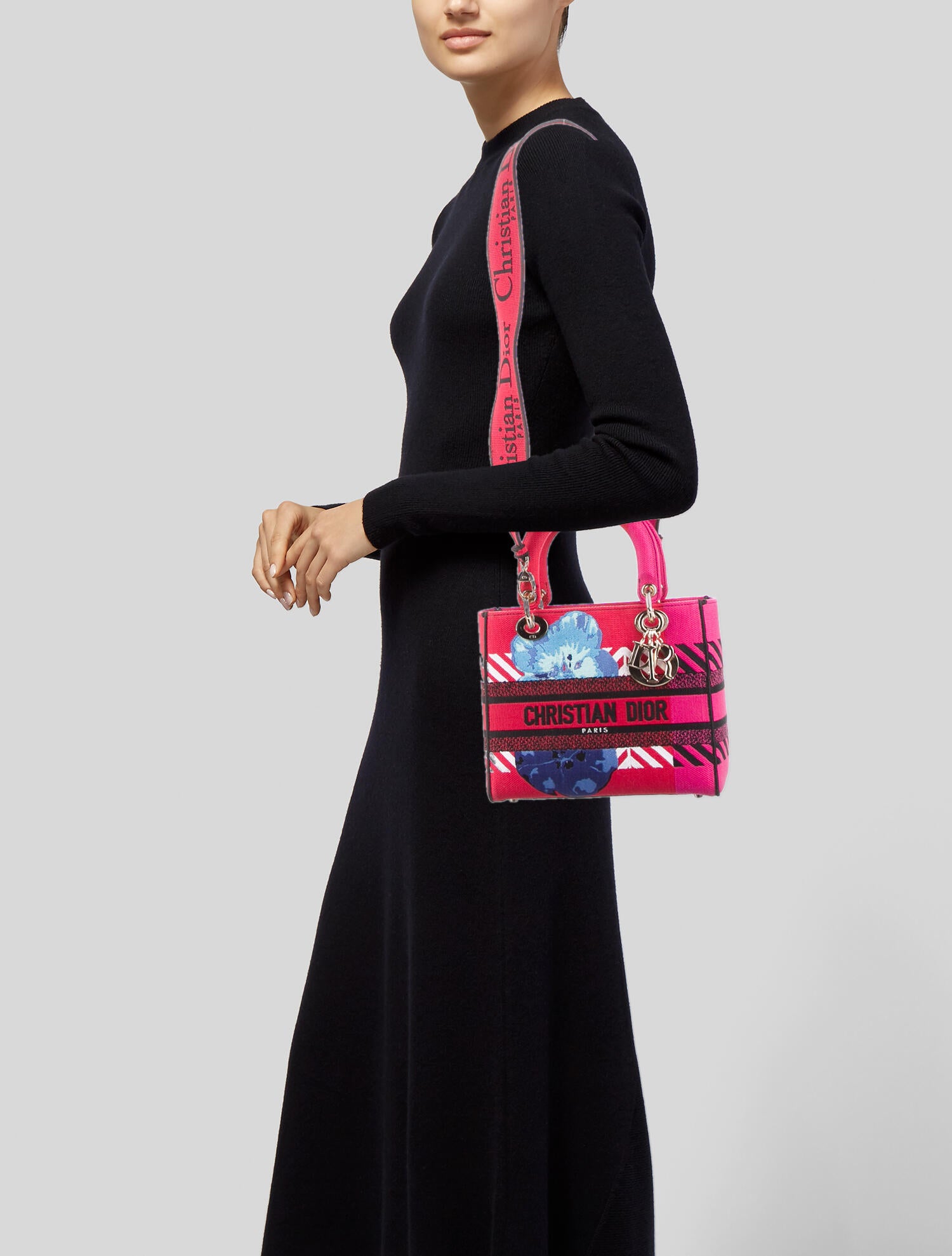 Christian Dior 2022 D-Flower Pop Lady D-Lite Bag - Red Handle Bags ...
