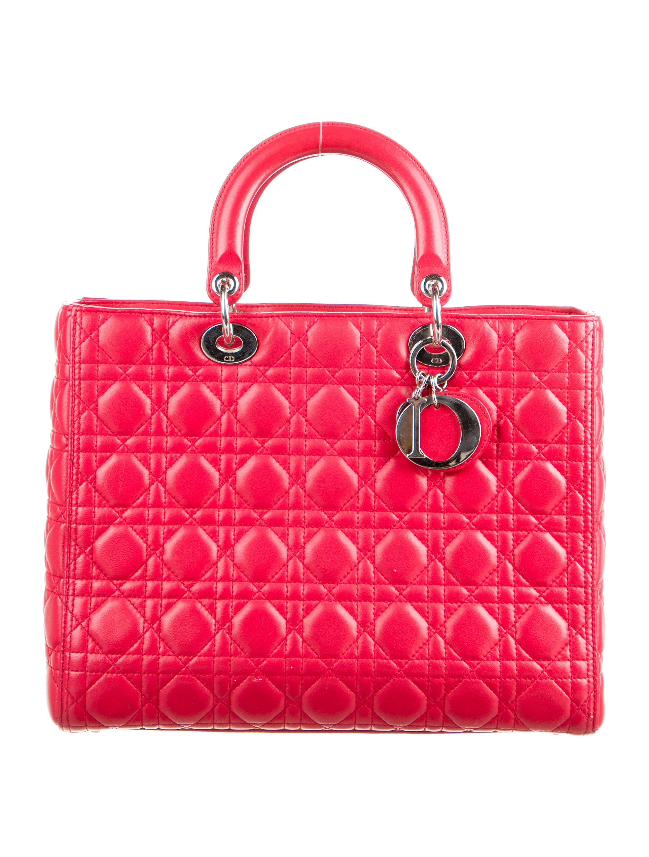 Christian Dior Crocodile Lady Dior Front-Pocket Bag - Red Handle Bags ...