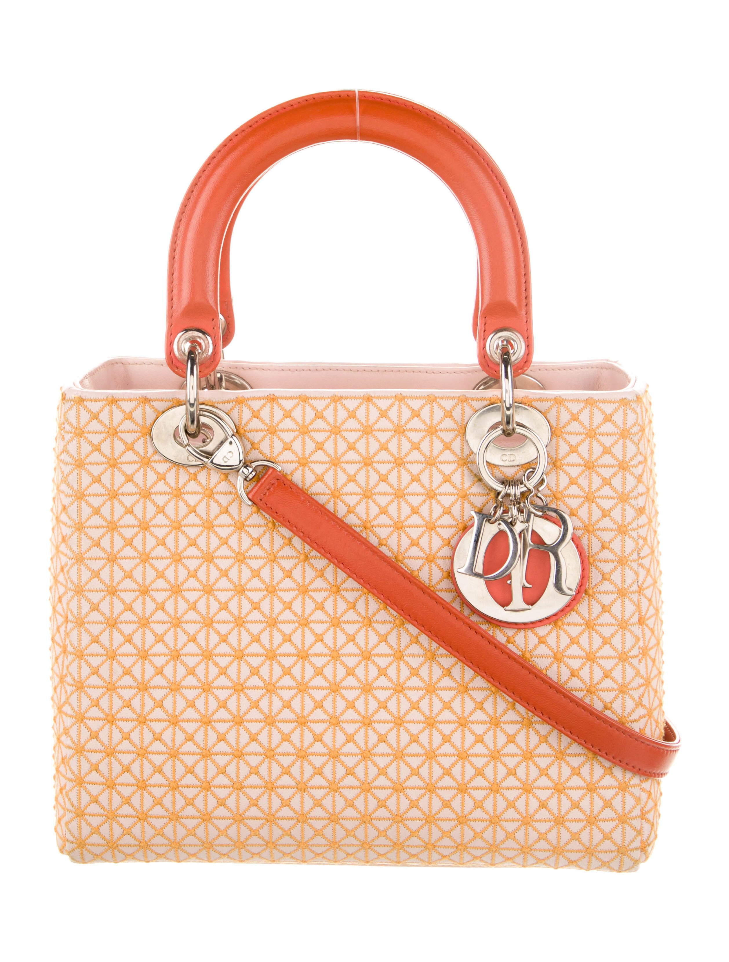 Christian Dior Embellished Mini Lady Dior - Pink Handle Bags, Handbags ...
