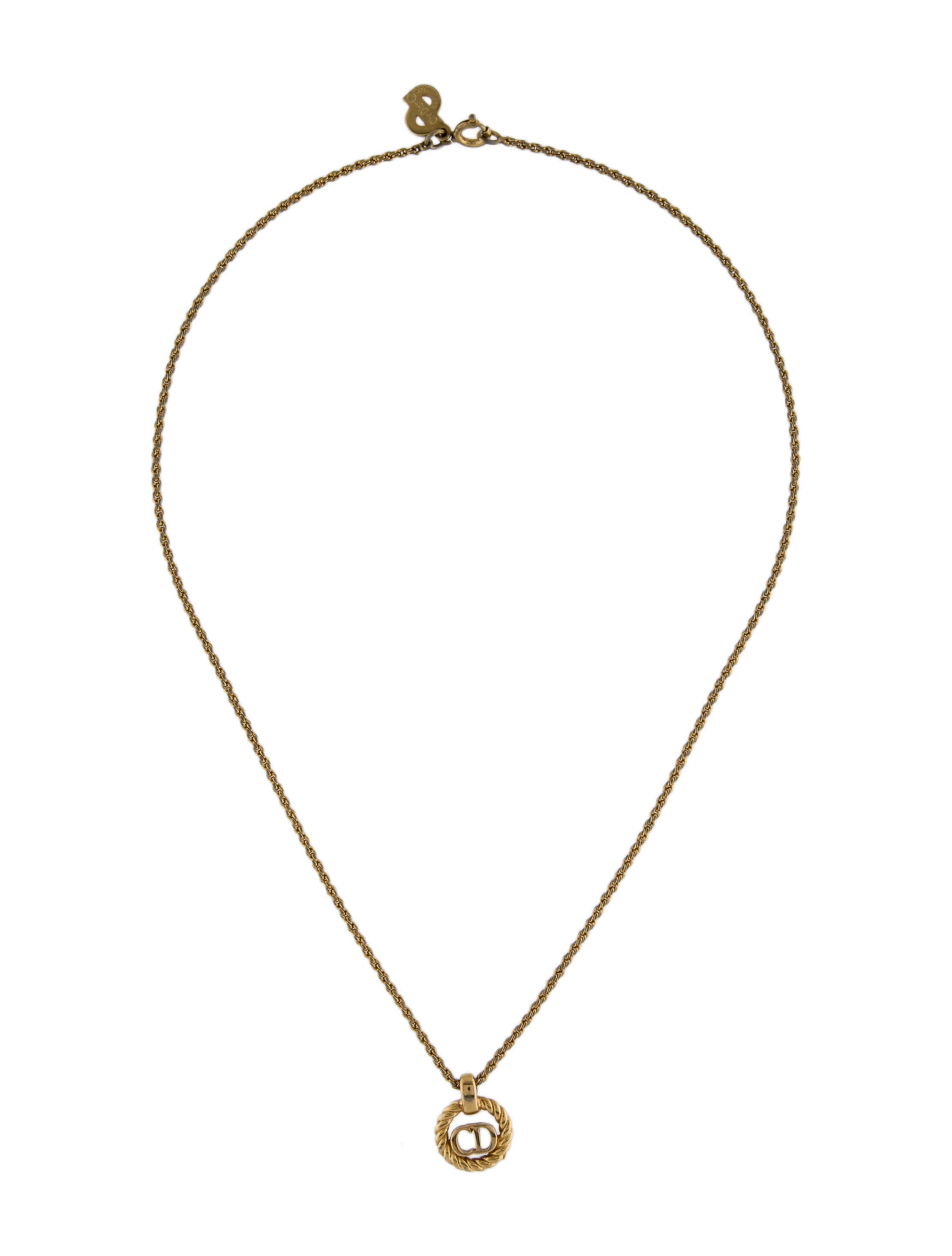Christian Dior Vintage CD Pendant Necklace - Gold-Plated Pendant ...