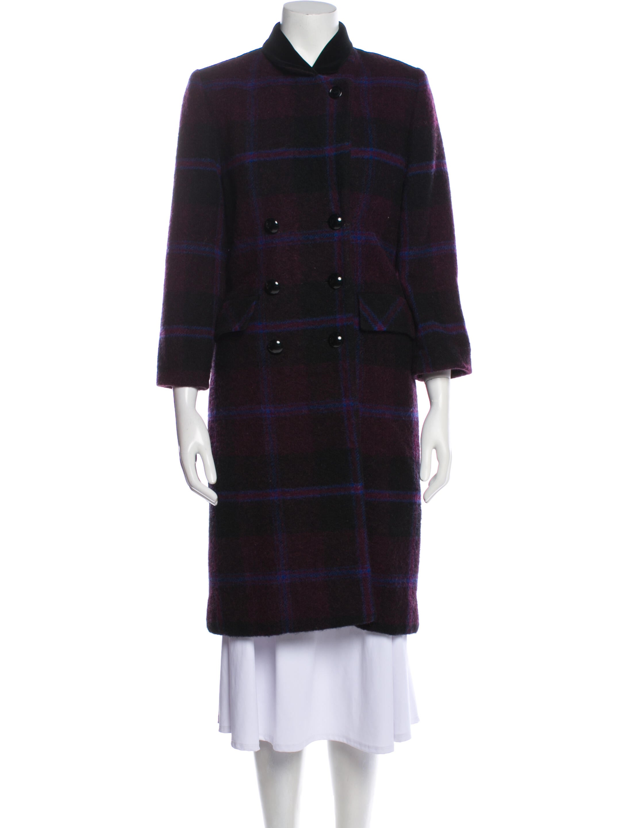 Christian Dior Plaid Print Peacoat - Purple Coats, Clothing - CHR273823 ...