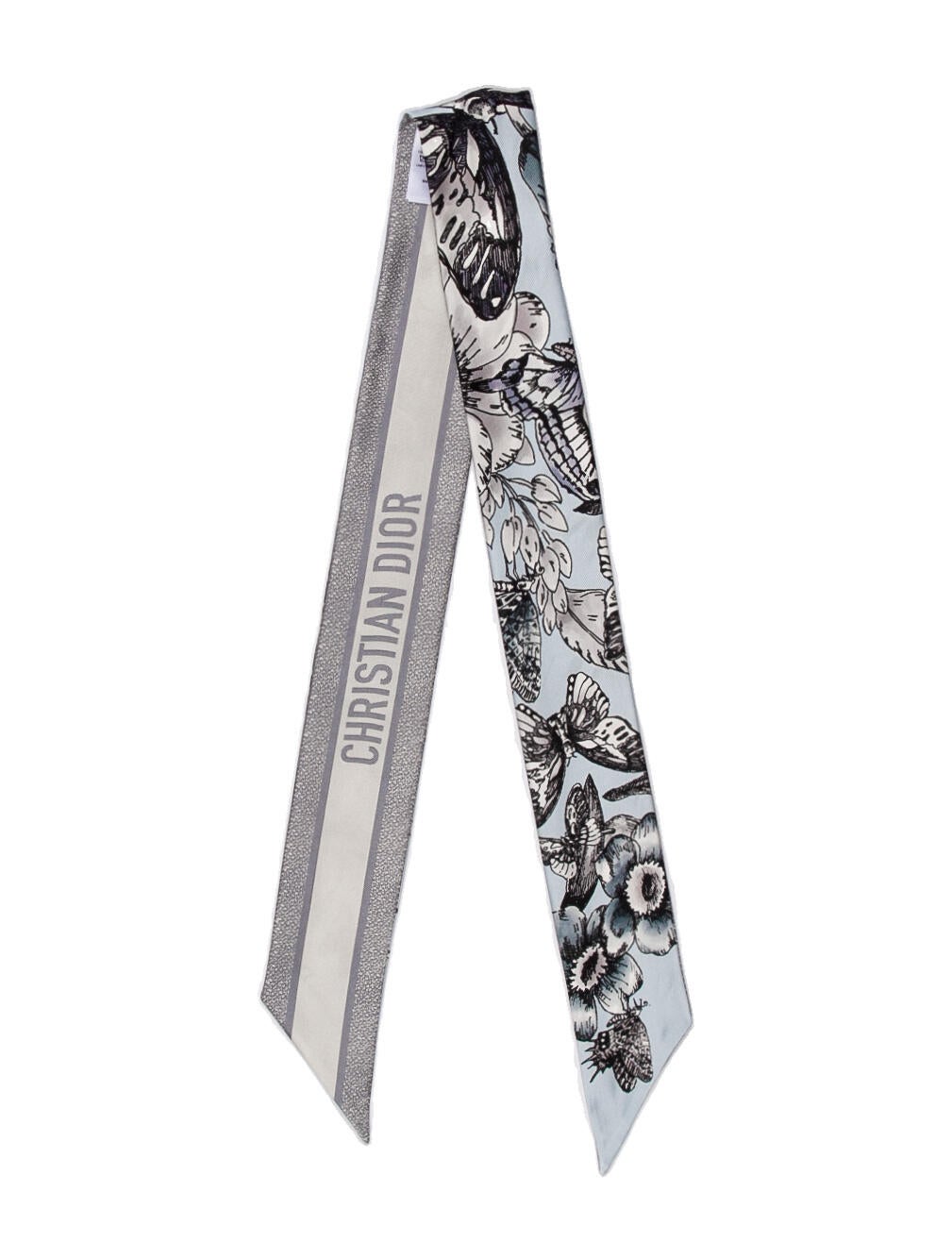 Christian Dior Silk Printed Twilly w/ Tags - White Scarves and Shawls ...